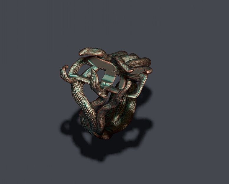 tree branch ring with gem 3D model 3D printable | CGTrader
