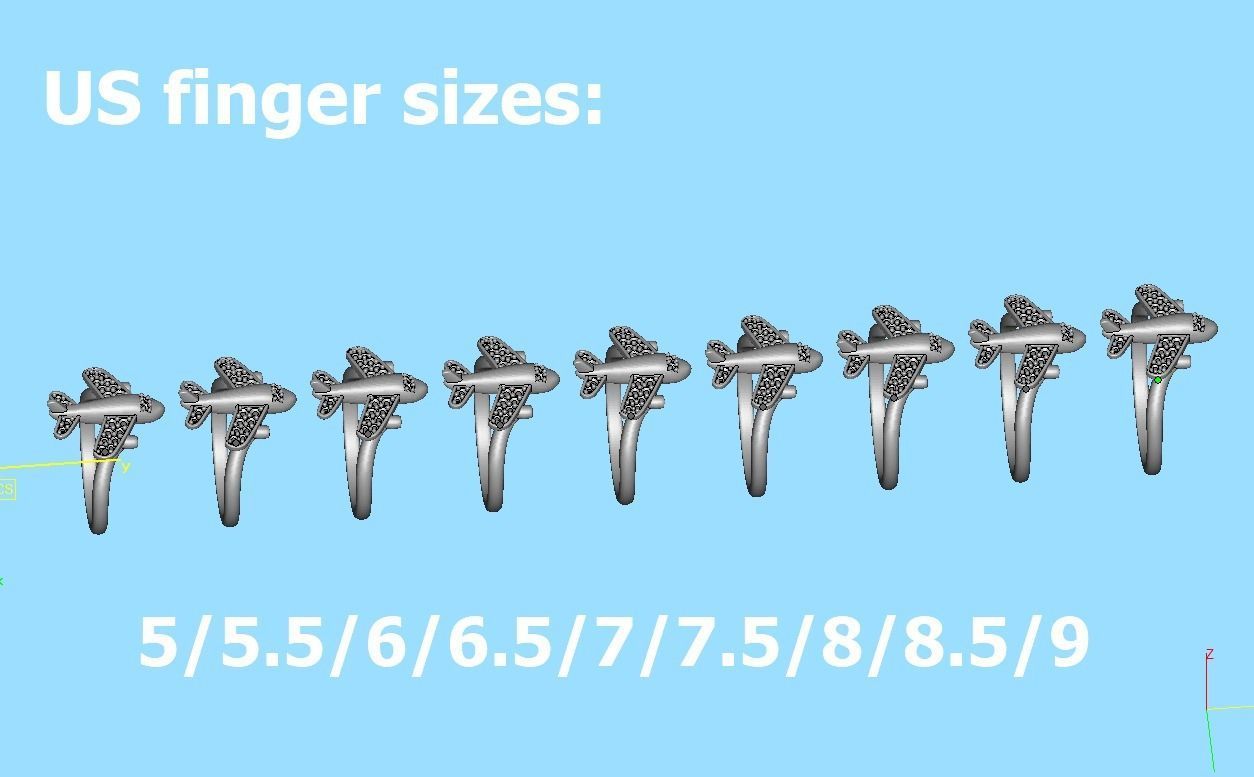 Airplane Diamond Ring 3dprint model Own design 3D model 3D printable ...