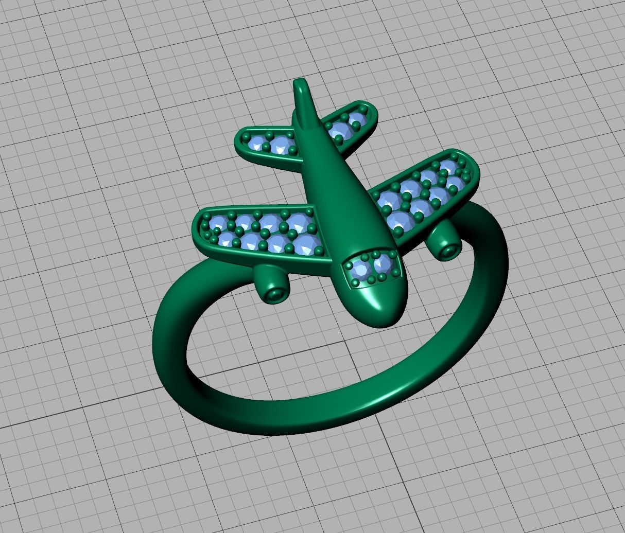 Airplane Diamond Ring 3dprint model Own design 3D model 3D printable ...