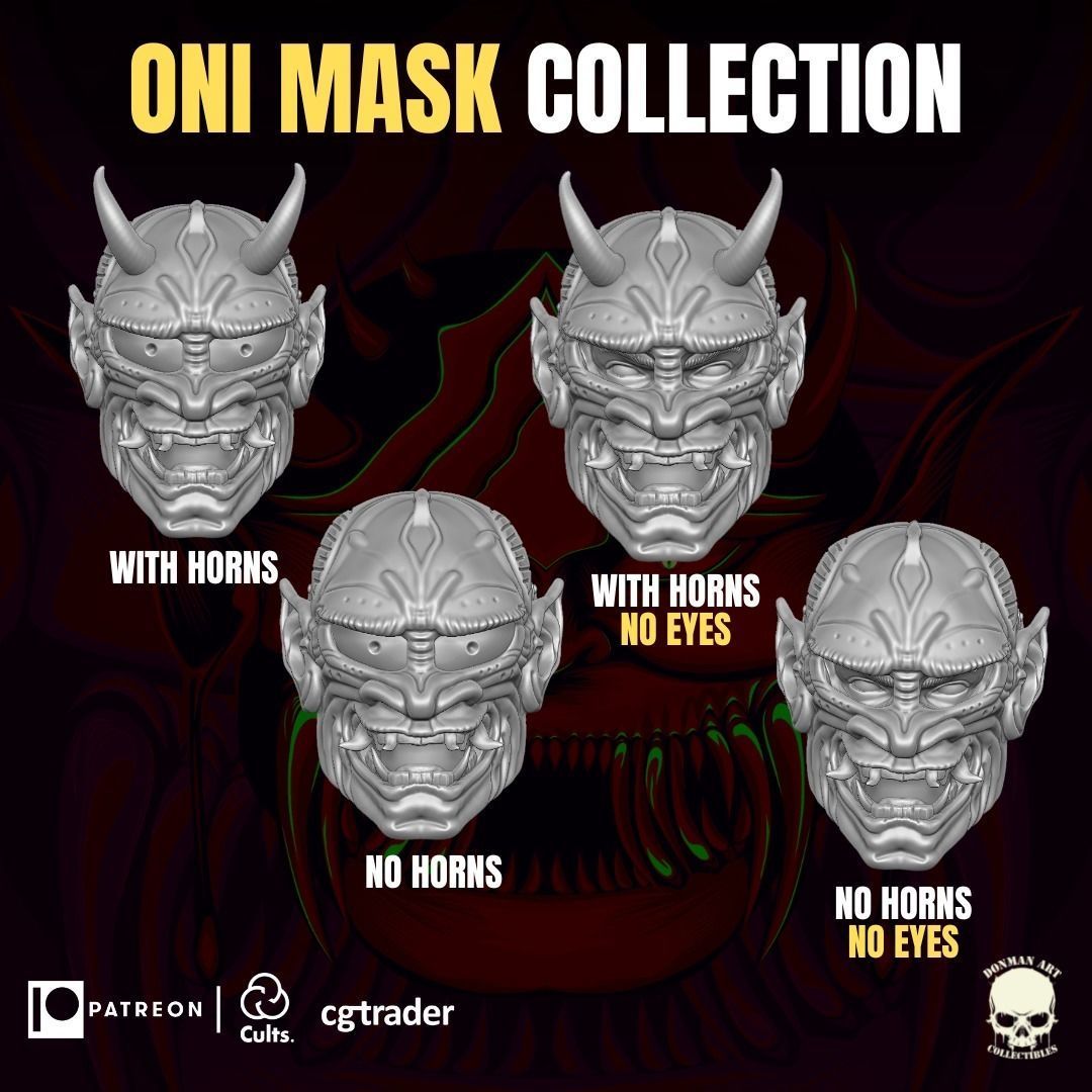 Oni Collection Head Collection for Action Figures 3D model 3D printable ...