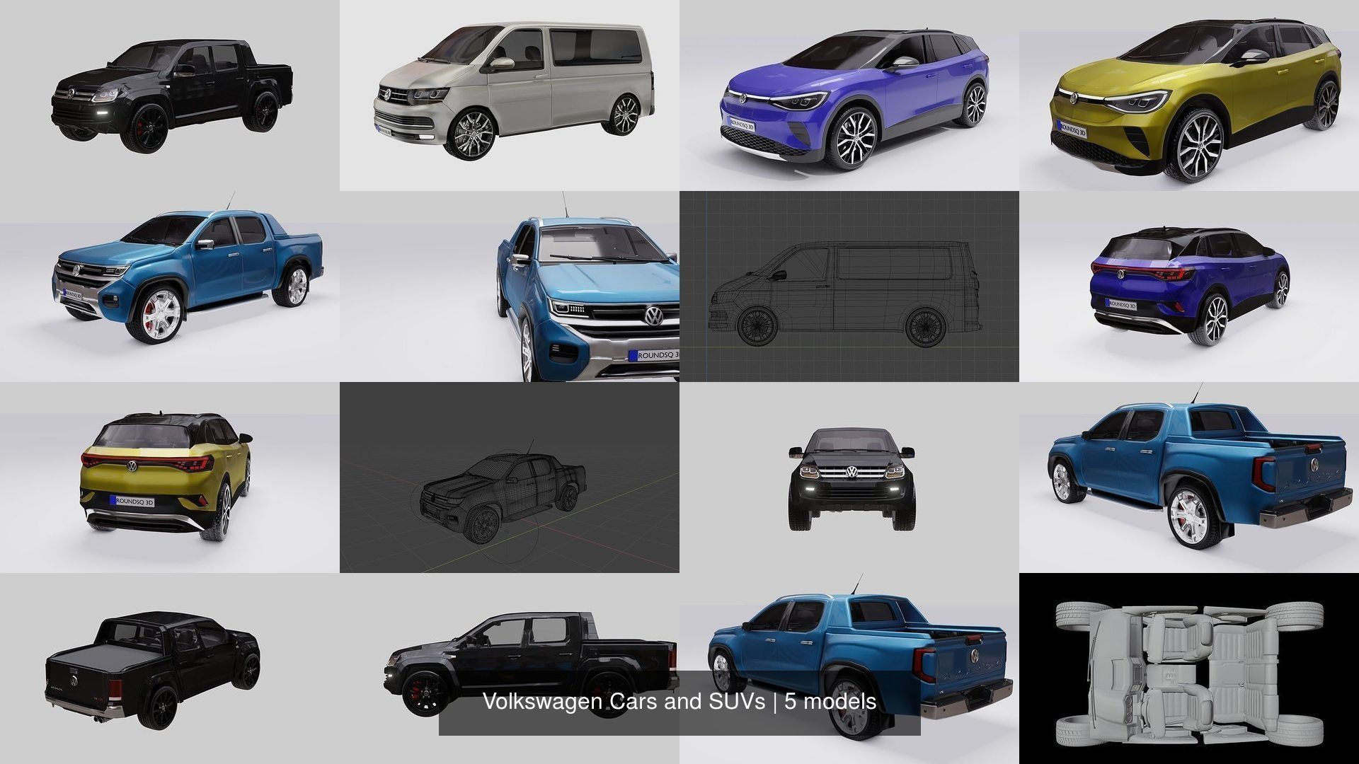 3D Model Collection Volkswagen Cars and SUVs VR / AR / low-poly | CGTrader