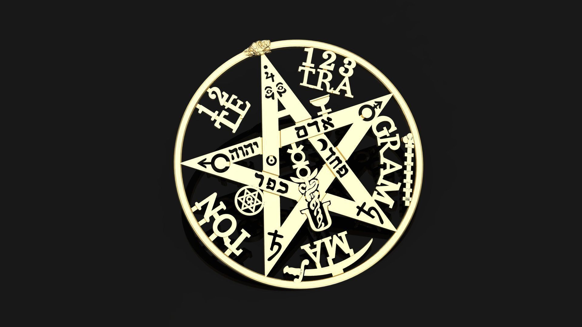tetragramaton pendant 3D model 3D printable | CGTrader