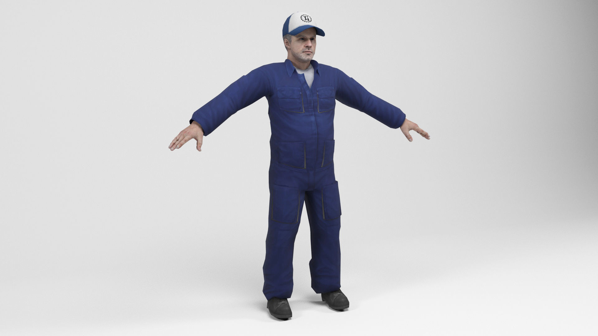 3D model Mechanic man overalls VR / AR / low-poly rigged animated ...