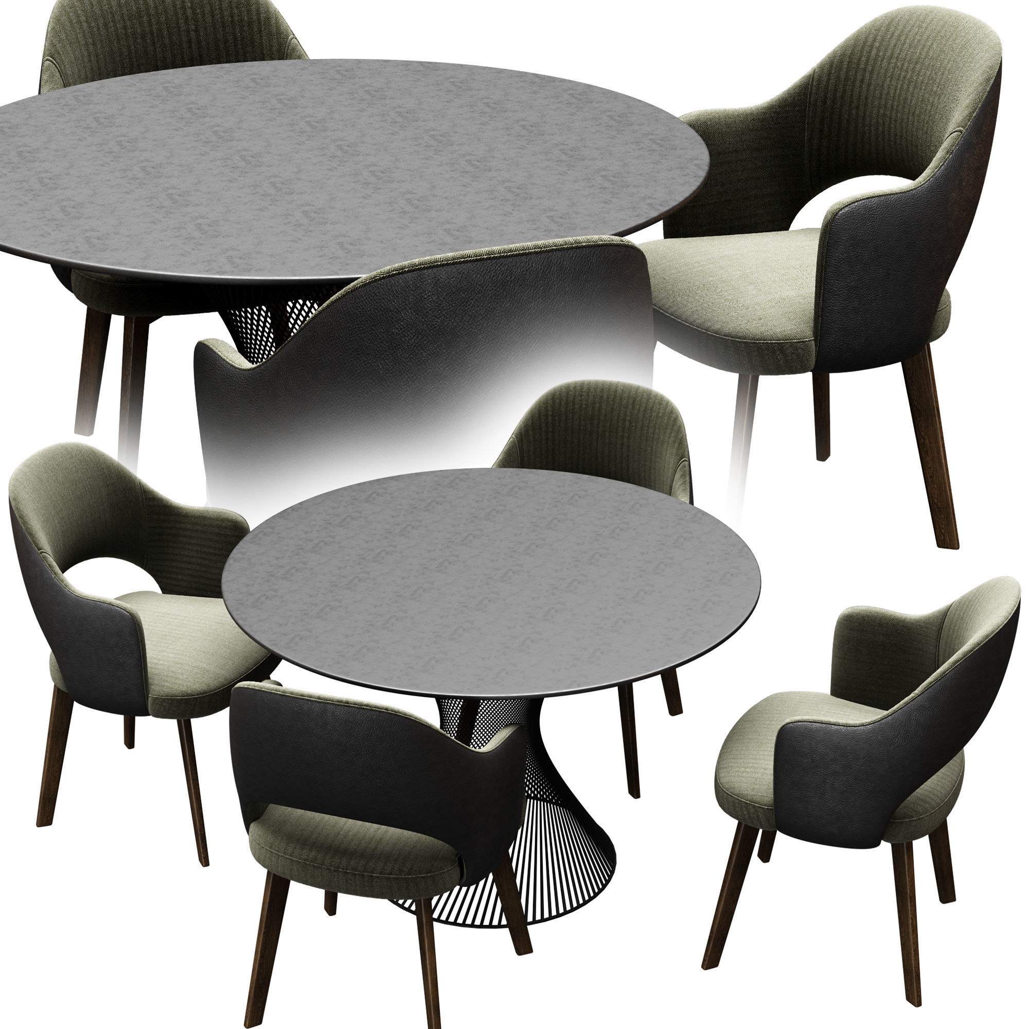 Colette Baxter Arm Dining Chair Set 3D model | CGTrader