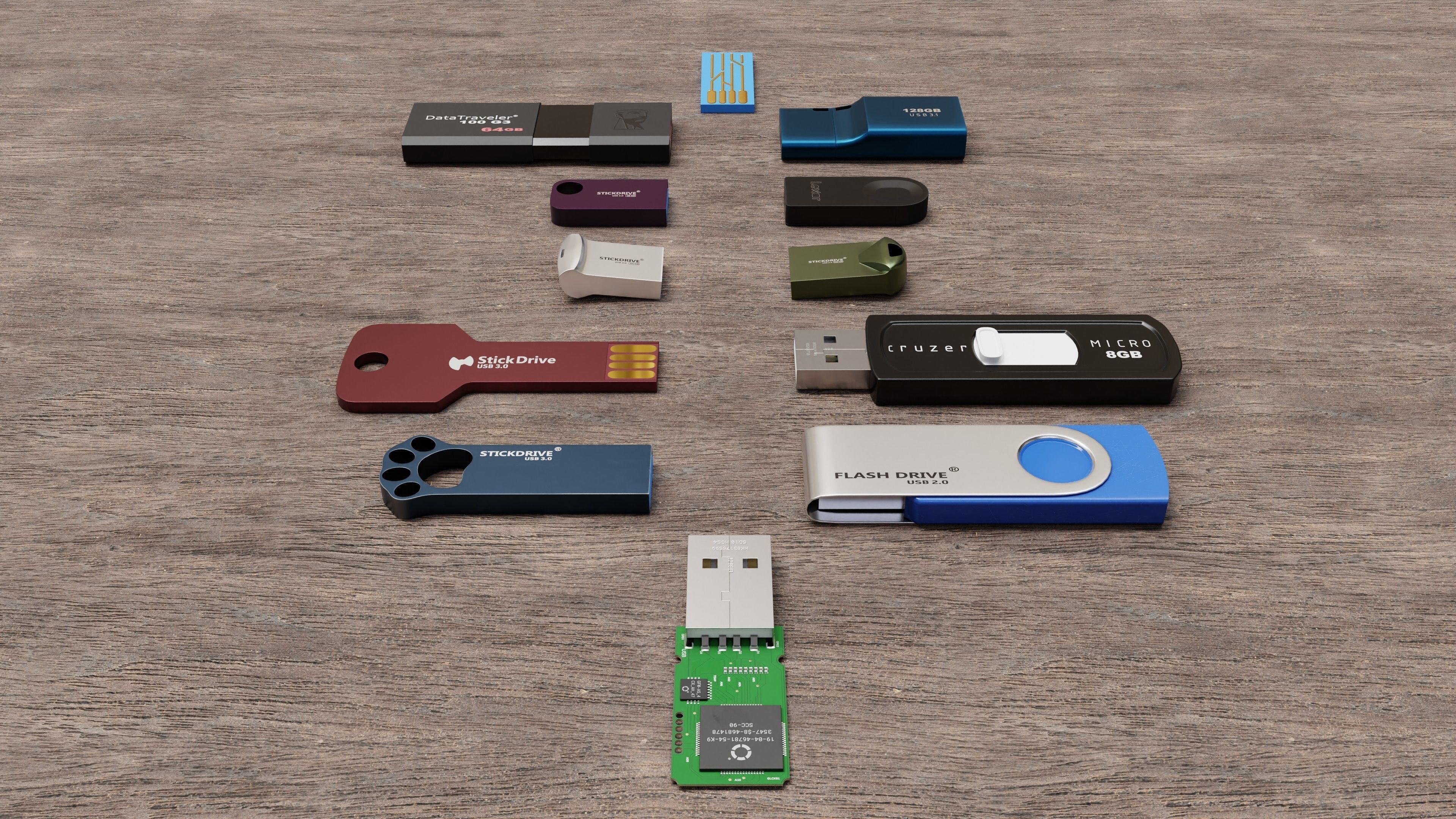 10 realistic Flash Drive models plus 2 Motherboard PCBs 3D model | CGTrader