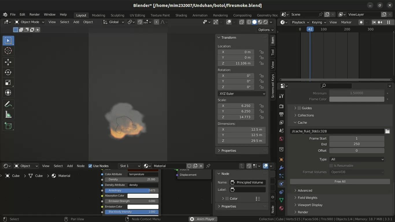 Blender Cycles Render Simulation Realistic Fire and Smoke 3D model ...