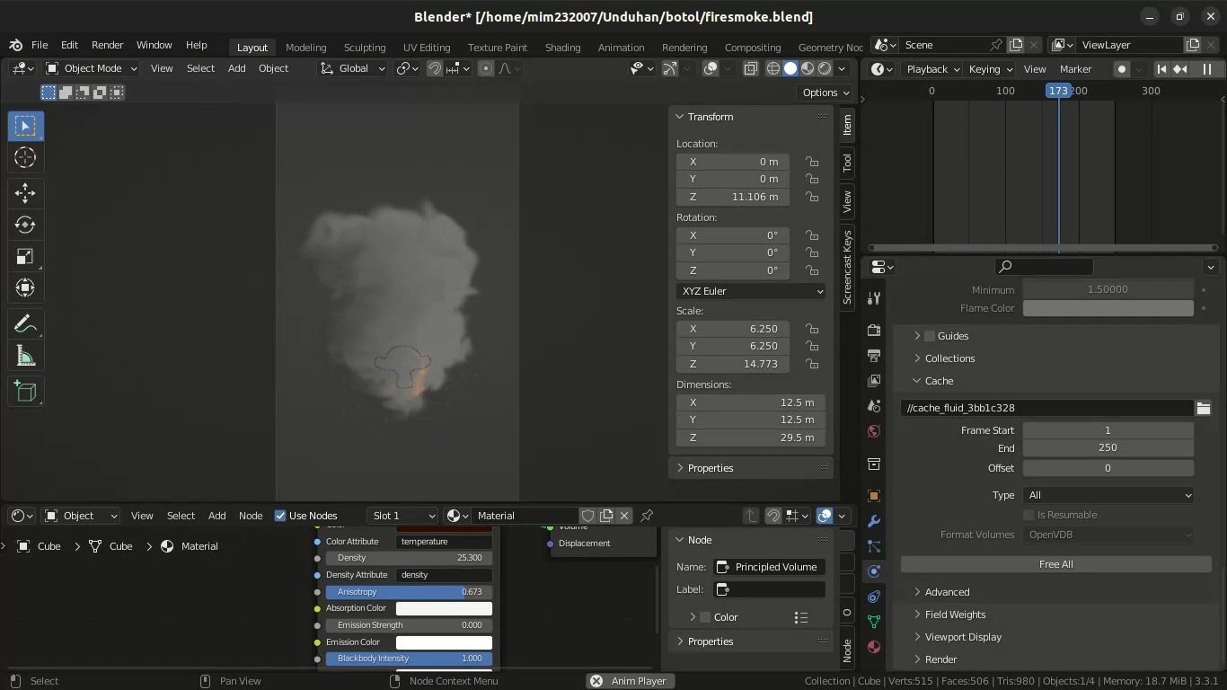 Blender Cycles Render Simulation Realistic Fire and Smoke 3D model ...