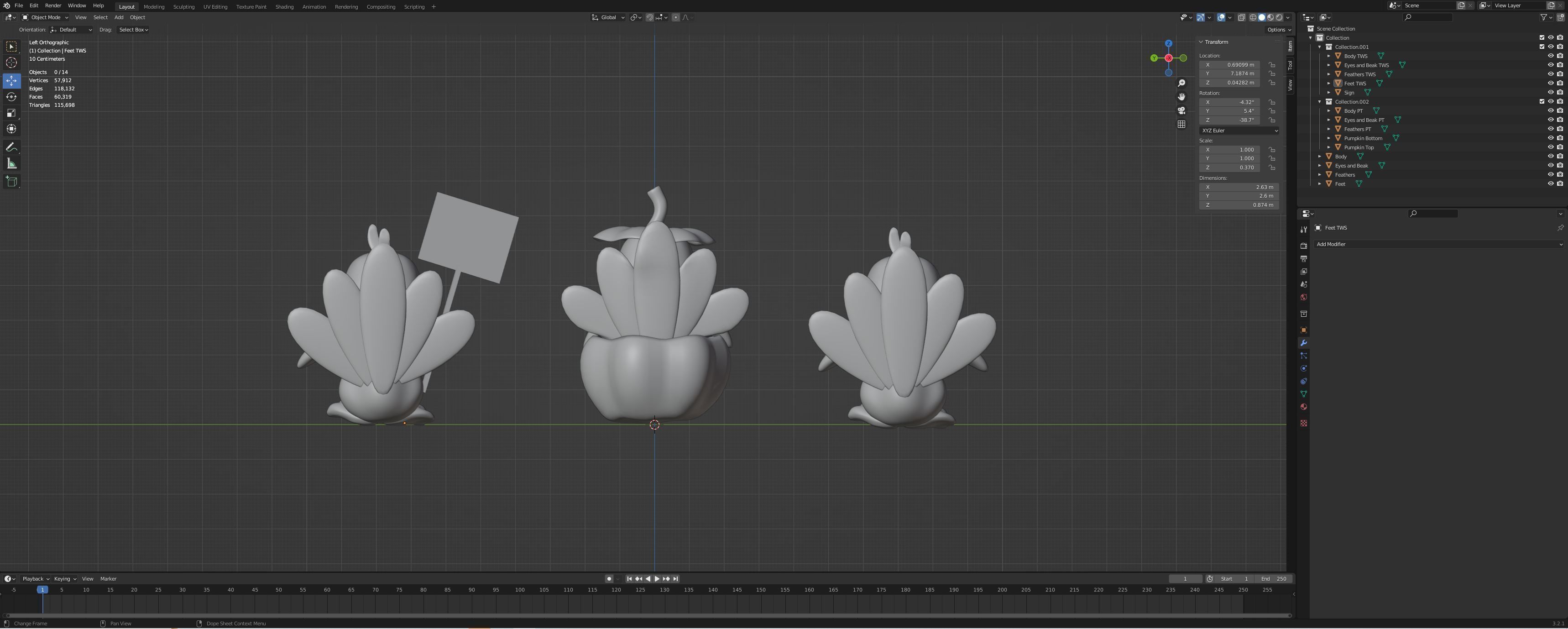 3D model Cartoon Thanksgiving Decorative Turkey VR / AR / low-poly ...