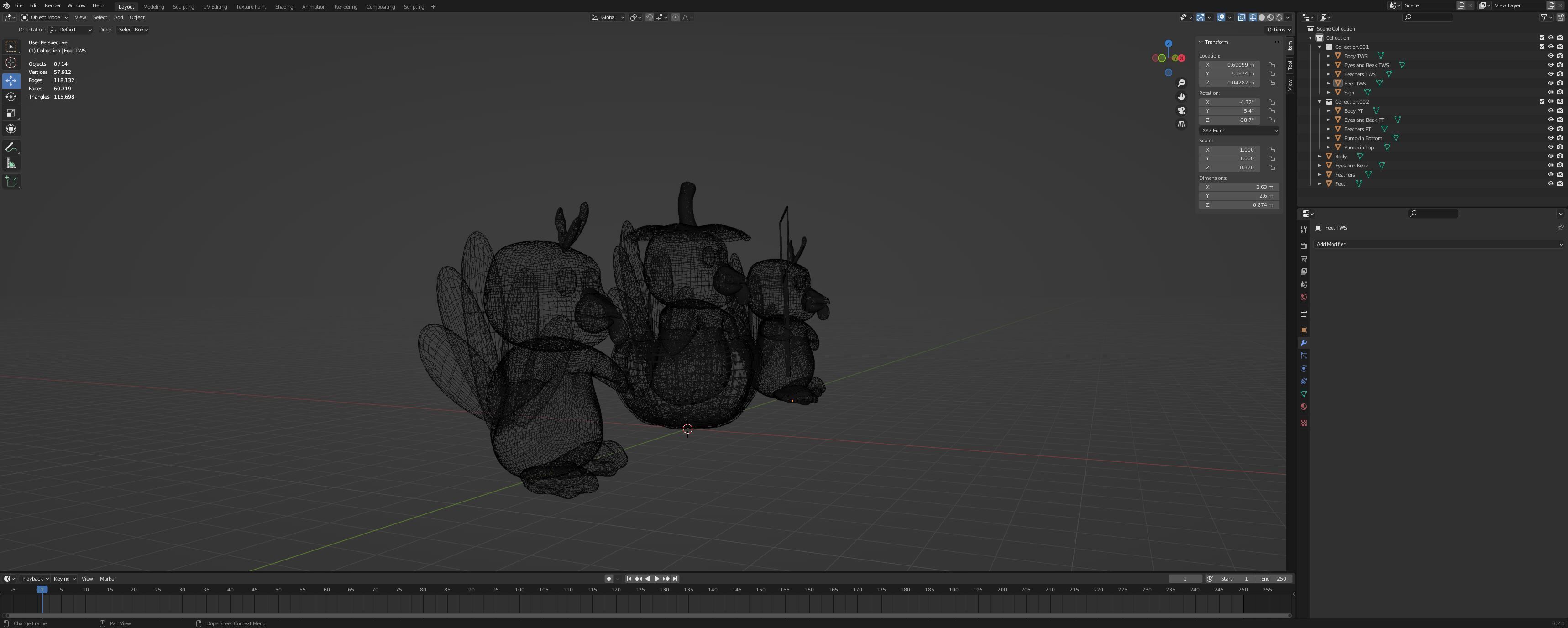 3D model Cartoon Thanksgiving Decorative Turkey VR / AR / low-poly ...