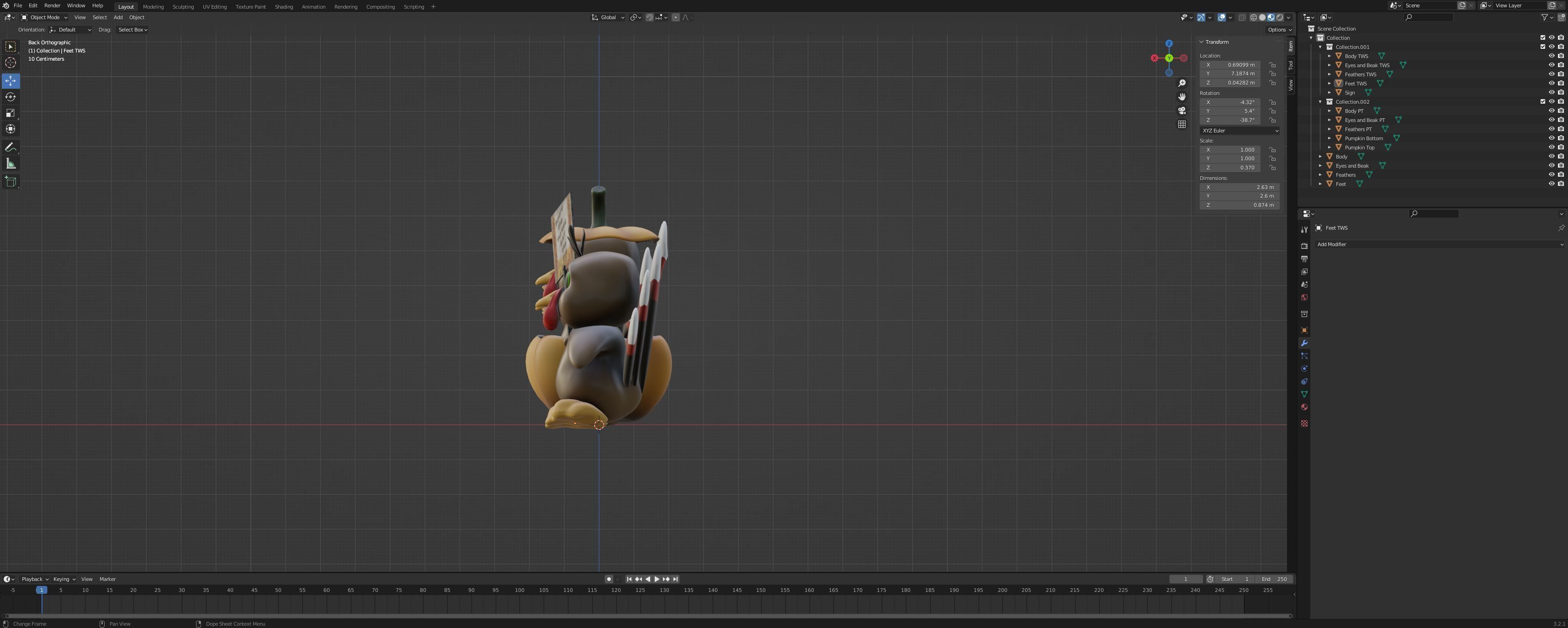 3D model Cartoon Thanksgiving Decorative Turkey VR / AR / low-poly ...