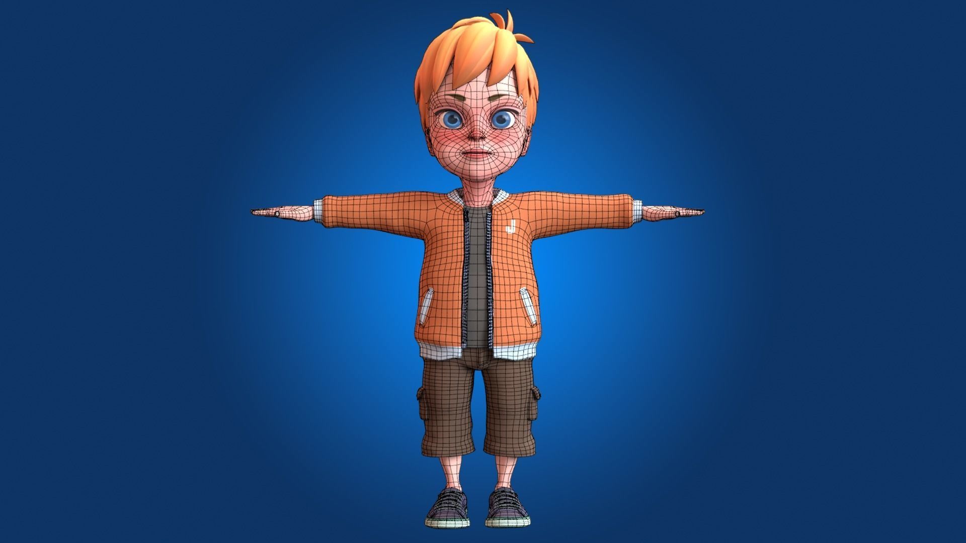 3D model cartoon Boy Rigged 3D model VR / AR / low-poly rigged animated ...