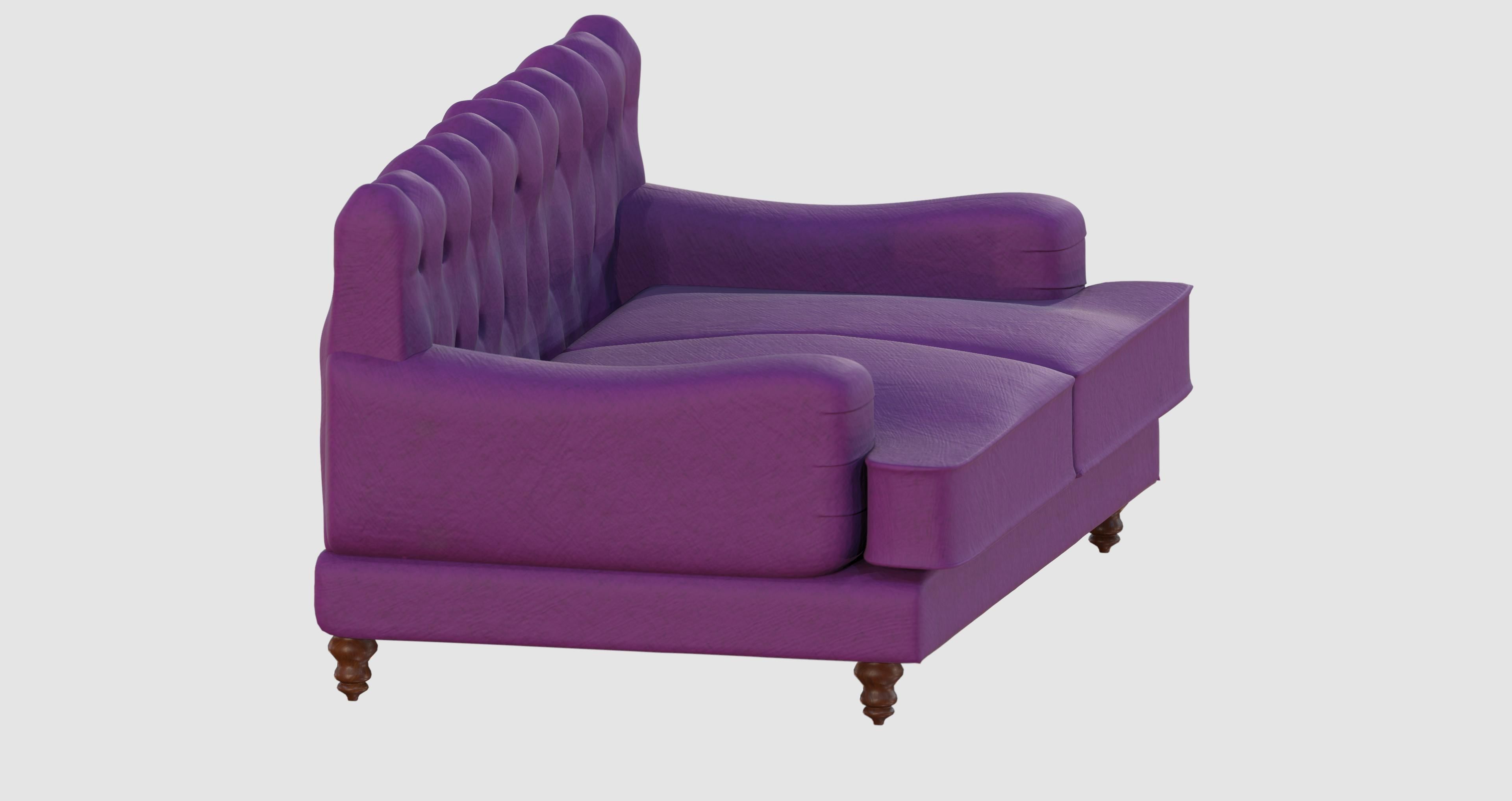 Purple basic capitone sofa 3D model | CGTrader