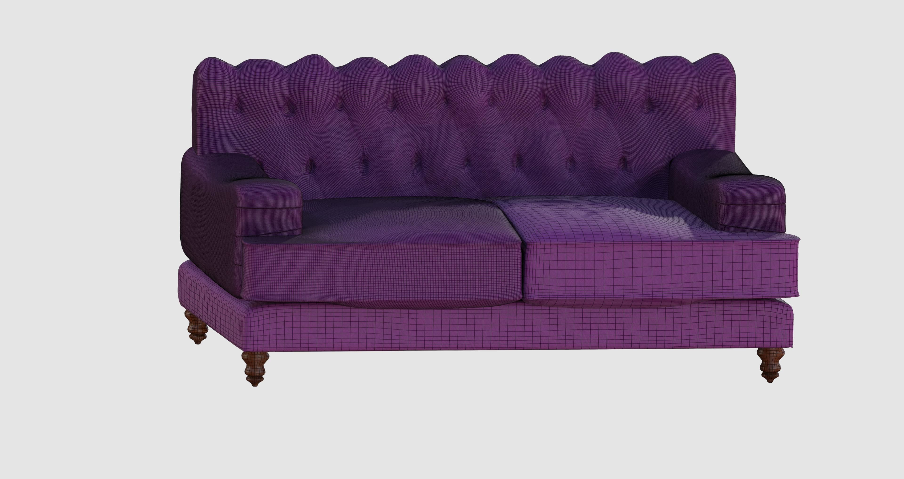 Purple basic capitone sofa 3D model | CGTrader