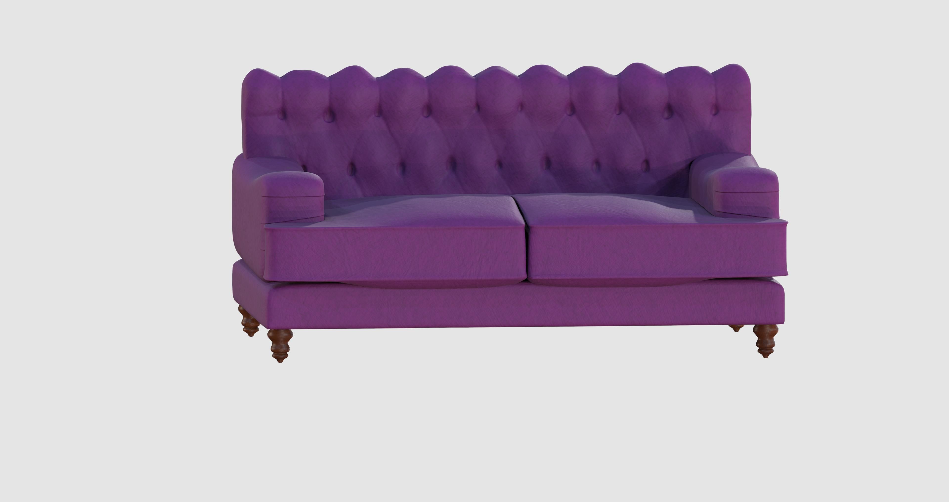 Purple basic capitone sofa 3D model | CGTrader