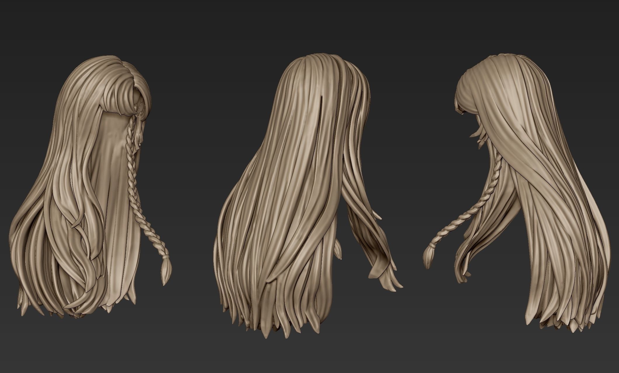 3d Printable Stylized Hair 9 3D model | CGTrader