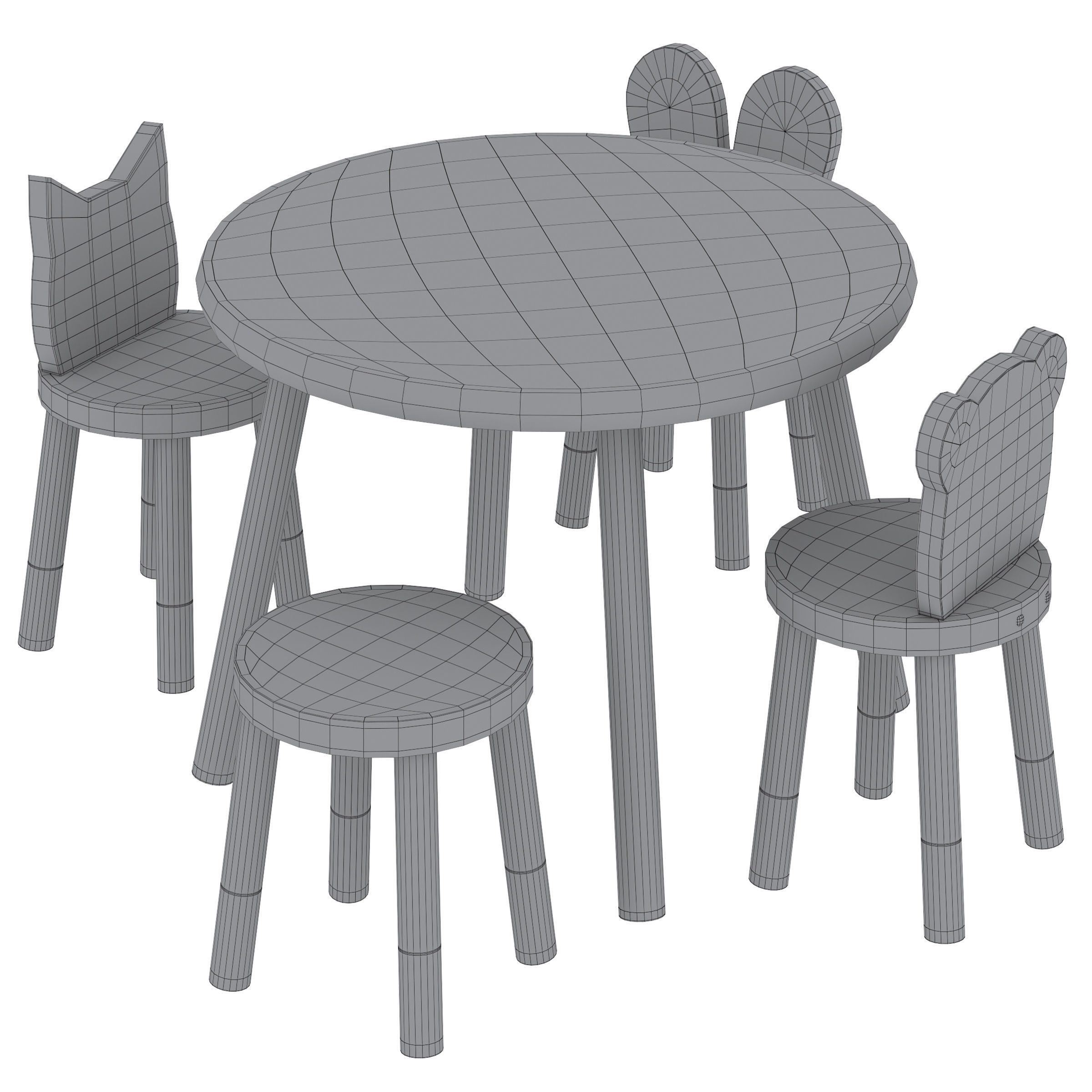 Nico Yeye Round Kids Table and Chairs by Pottery Barn 3D model | CGTrader