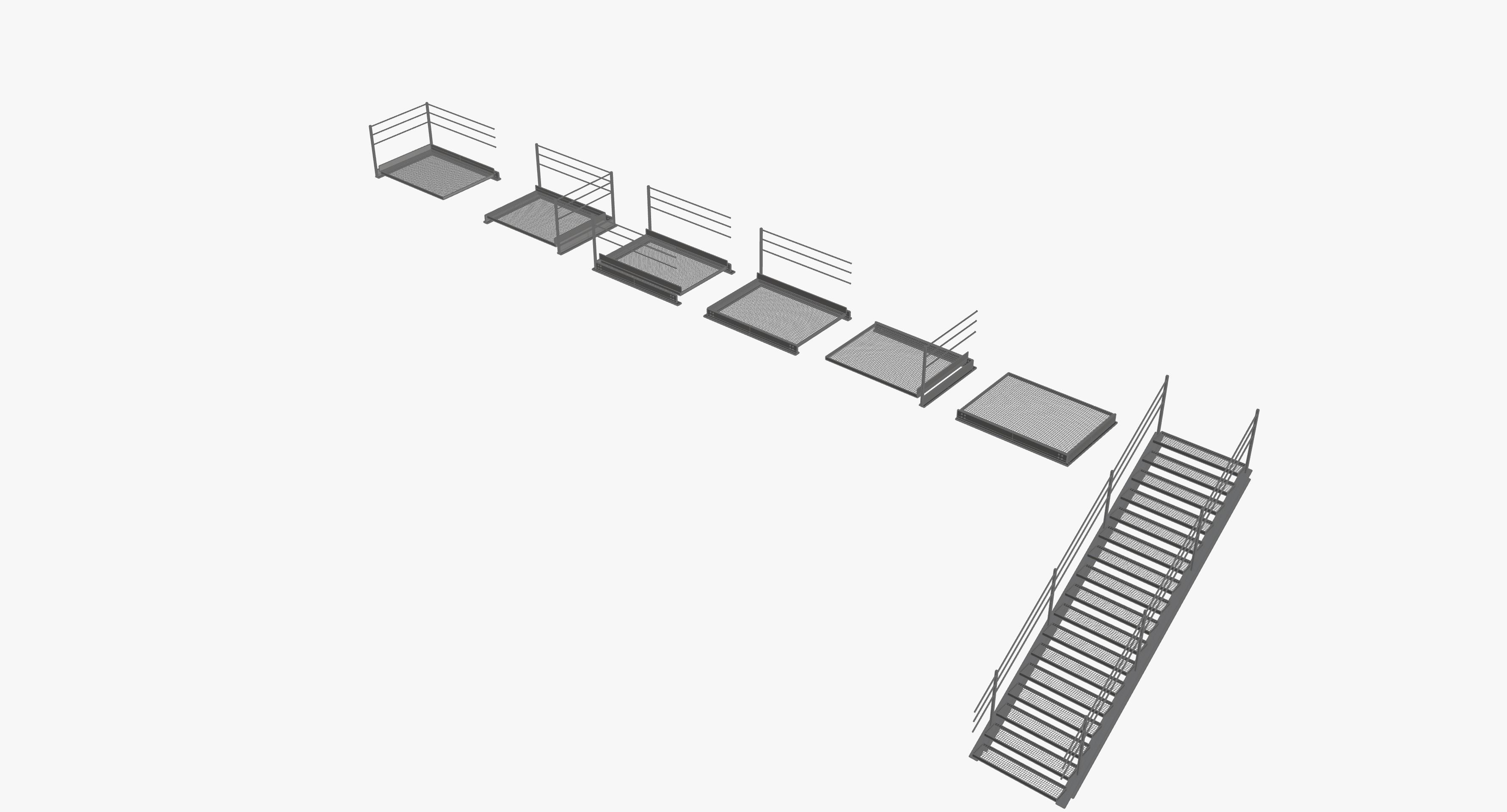 Modular Galvanised Steel Walkways Platforms and Stairs 3D model | CGTrader