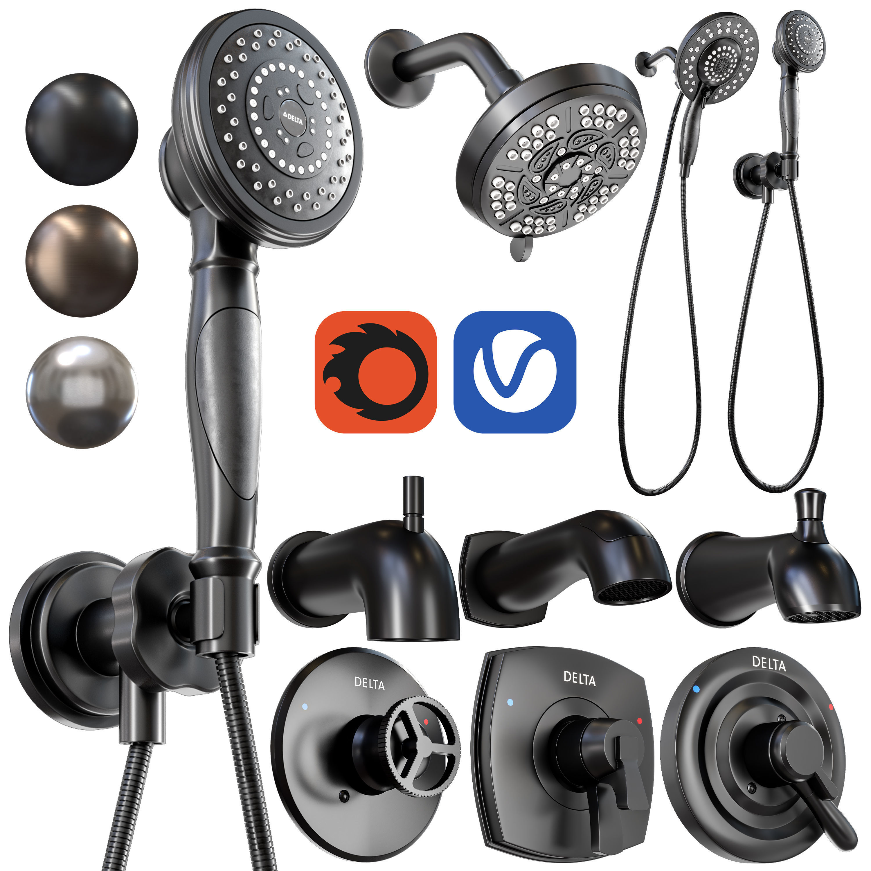 delta shower faucet-corona 3D model | CGTrader