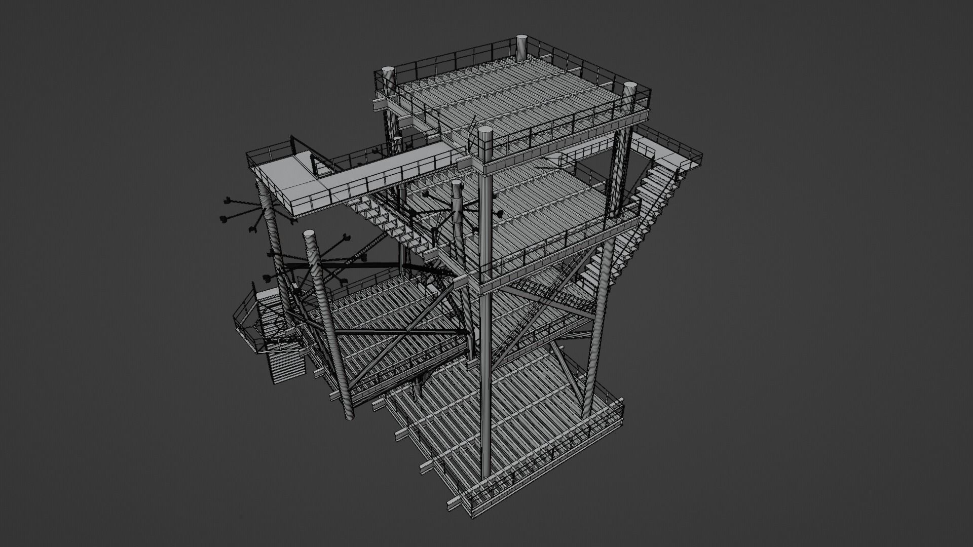 industrial detailed factory platform maintenance stairs 3D model | CGTrader