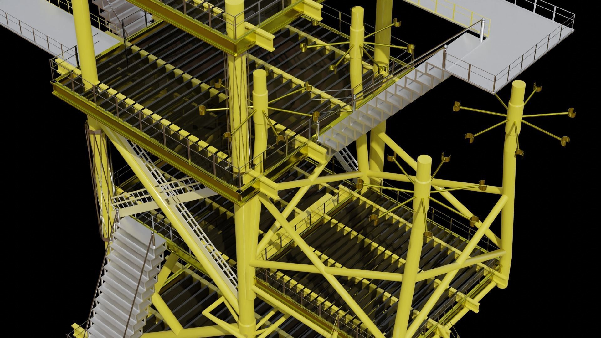 industrial detailed factory platform maintenance stairs 3D model | CGTrader