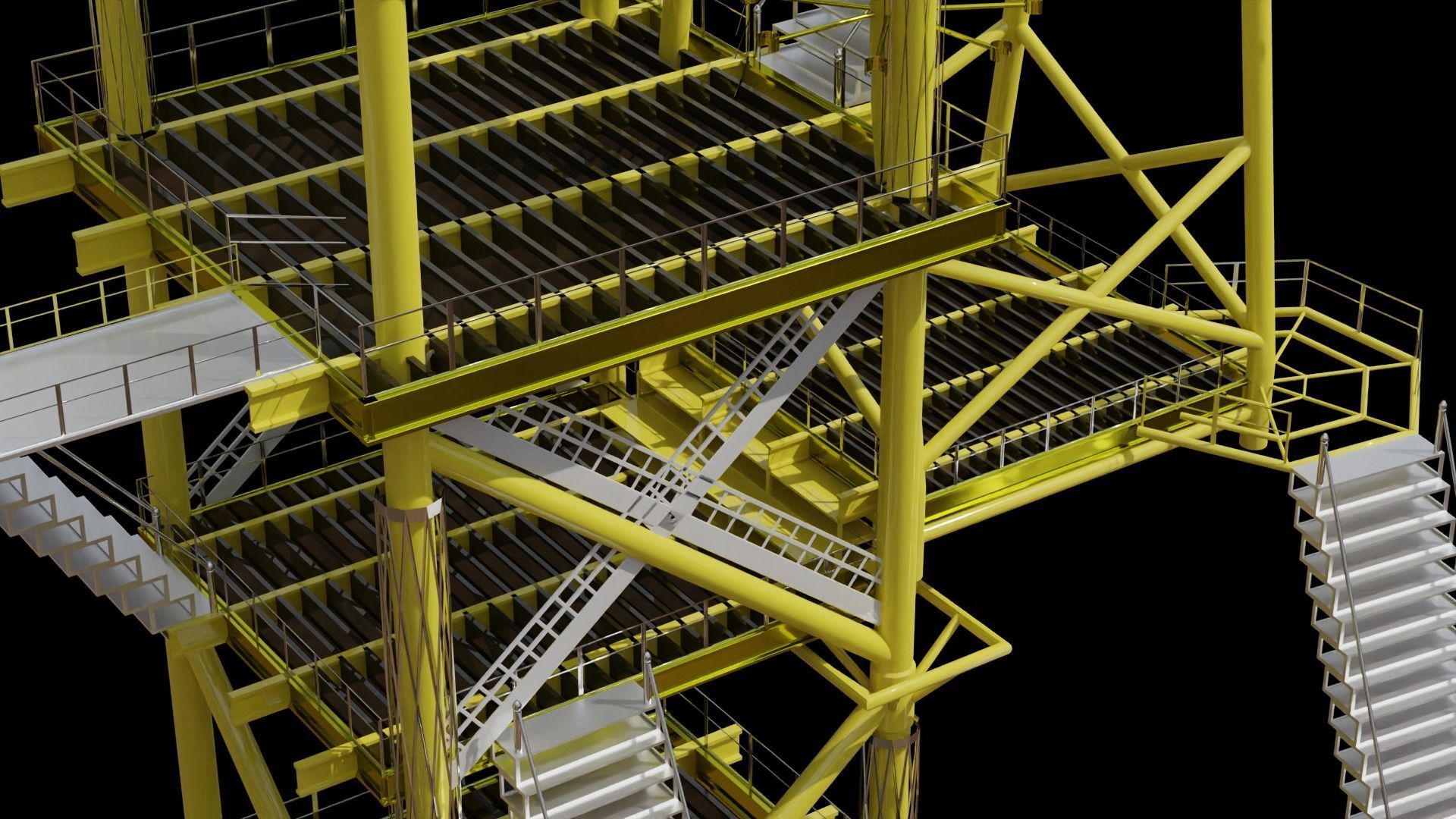 industrial detailed factory platform maintenance stairs 3D model | CGTrader