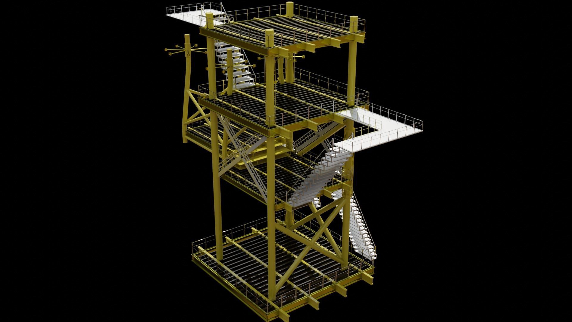 industrial detailed factory platform maintenance stairs 3D model | CGTrader