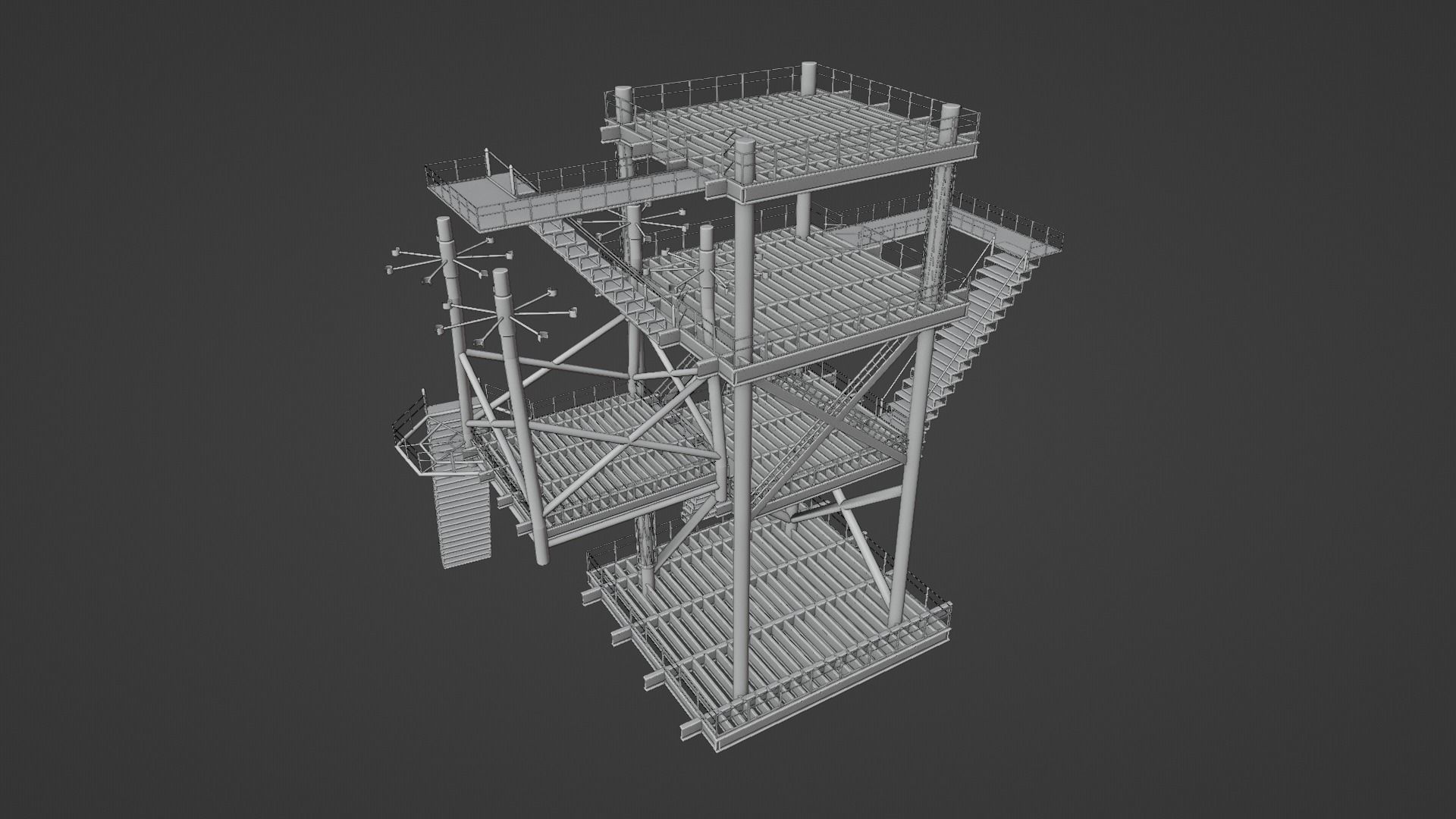 industrial detailed factory platform maintenance stairs 3D model | CGTrader