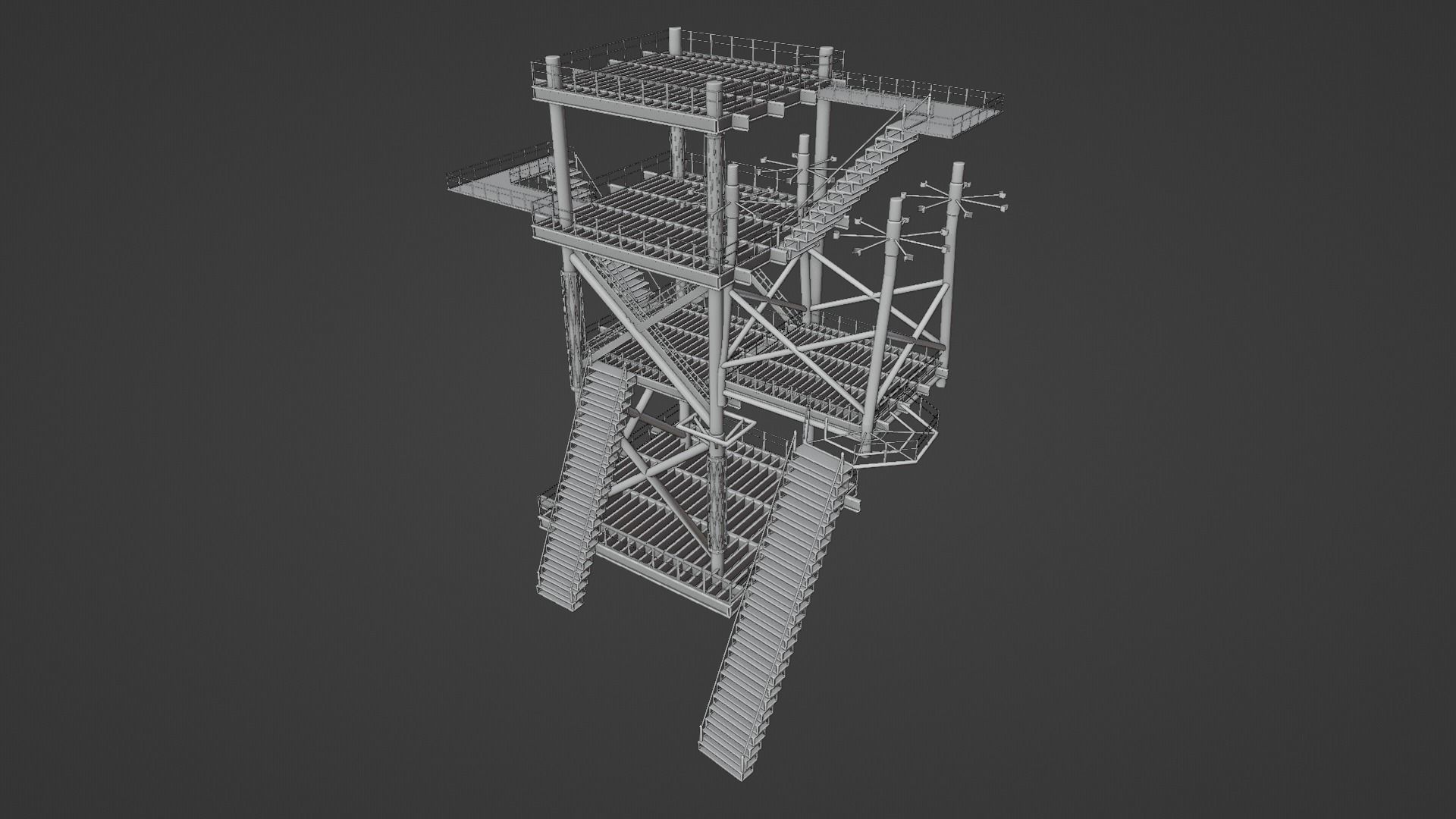 industrial detailed factory platform maintenance stairs 3D model | CGTrader