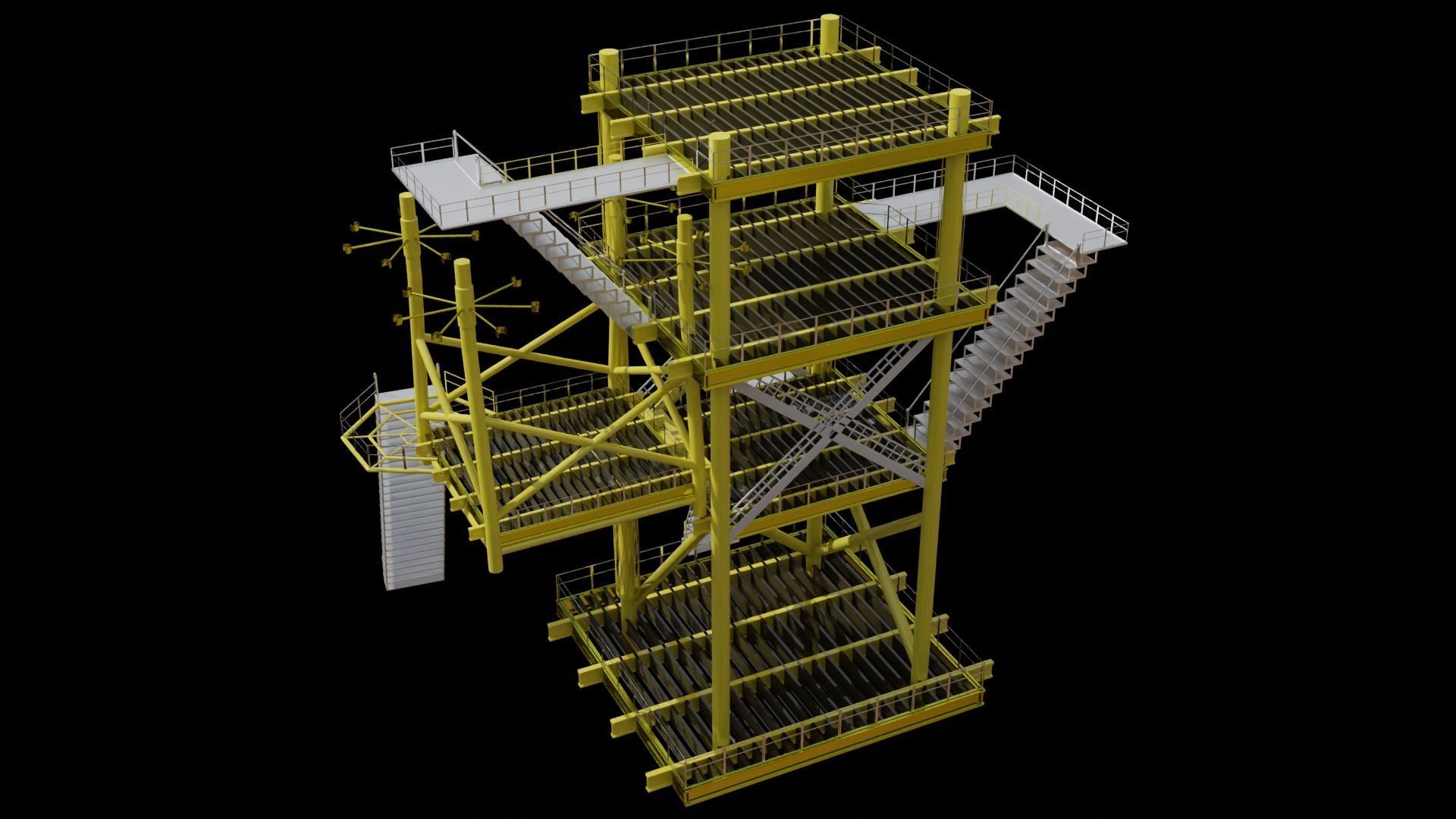 industrial detailed factory platform maintenance stairs 3D model | CGTrader