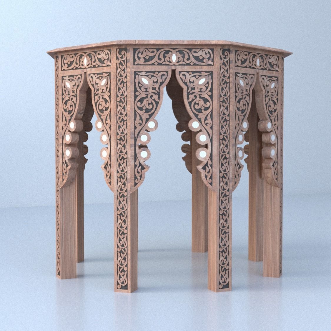 Damascene Arabesque Antique Table 3D model | CGTrader
