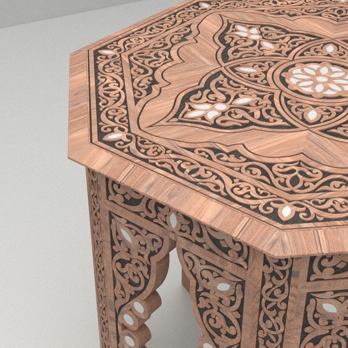 Damascene Arabesque Antique Table 3D model | CGTrader