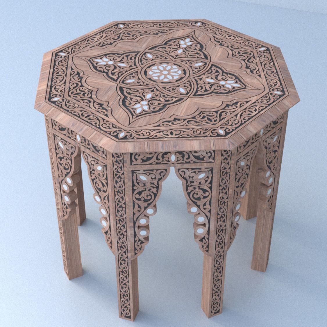 Damascene Arabesque Antique Table 3D model | CGTrader