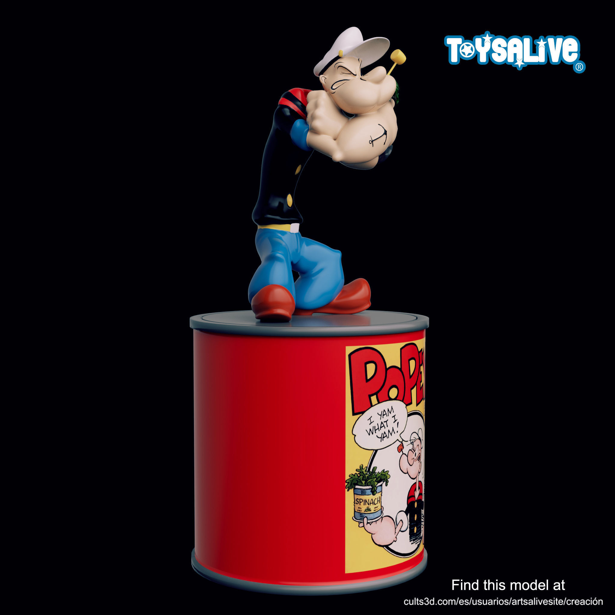POPEYE 3D MODEL FIGURE AND CAN 3D model | CGTrader