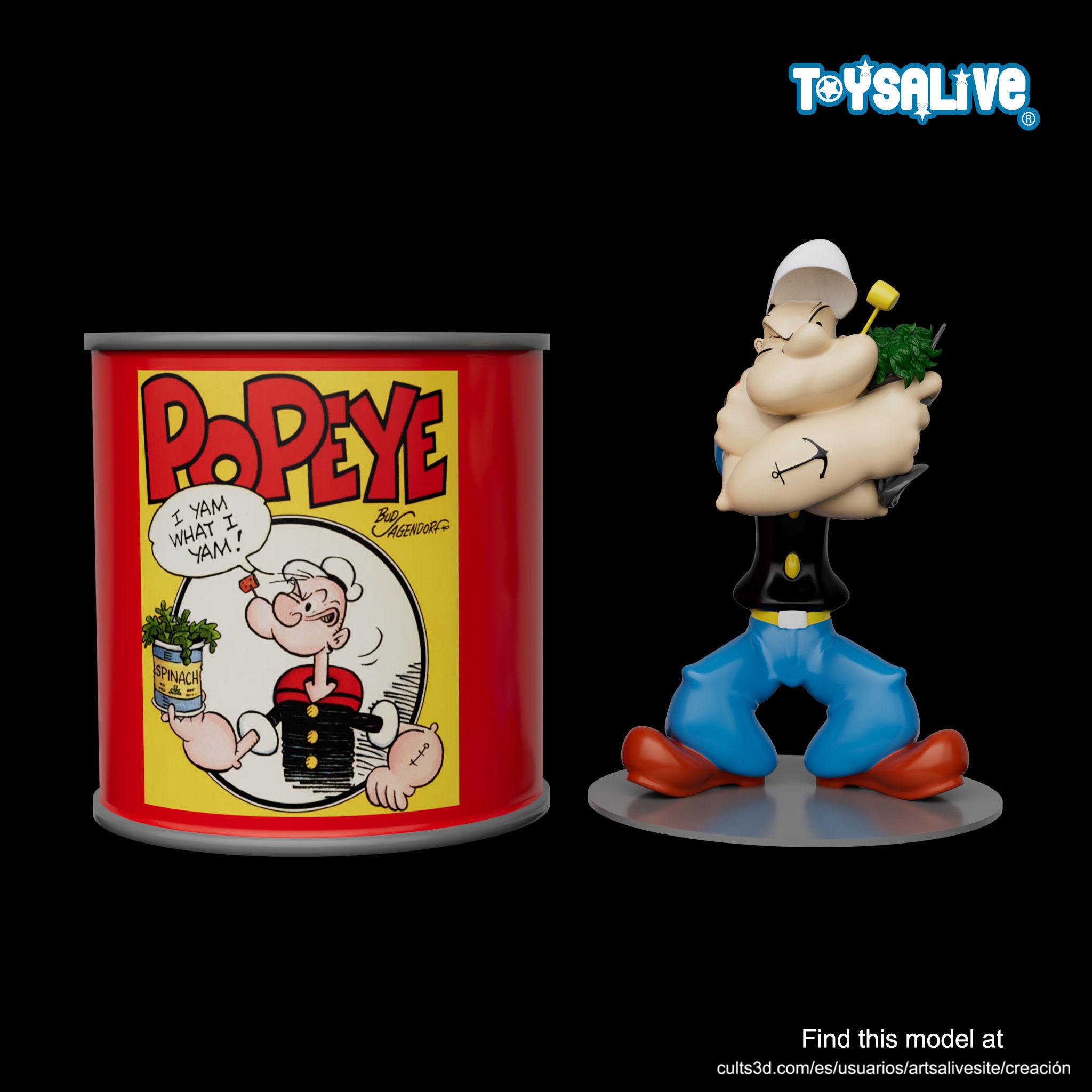 POPEYE 3D MODEL FIGURE AND CAN 3D model | CGTrader