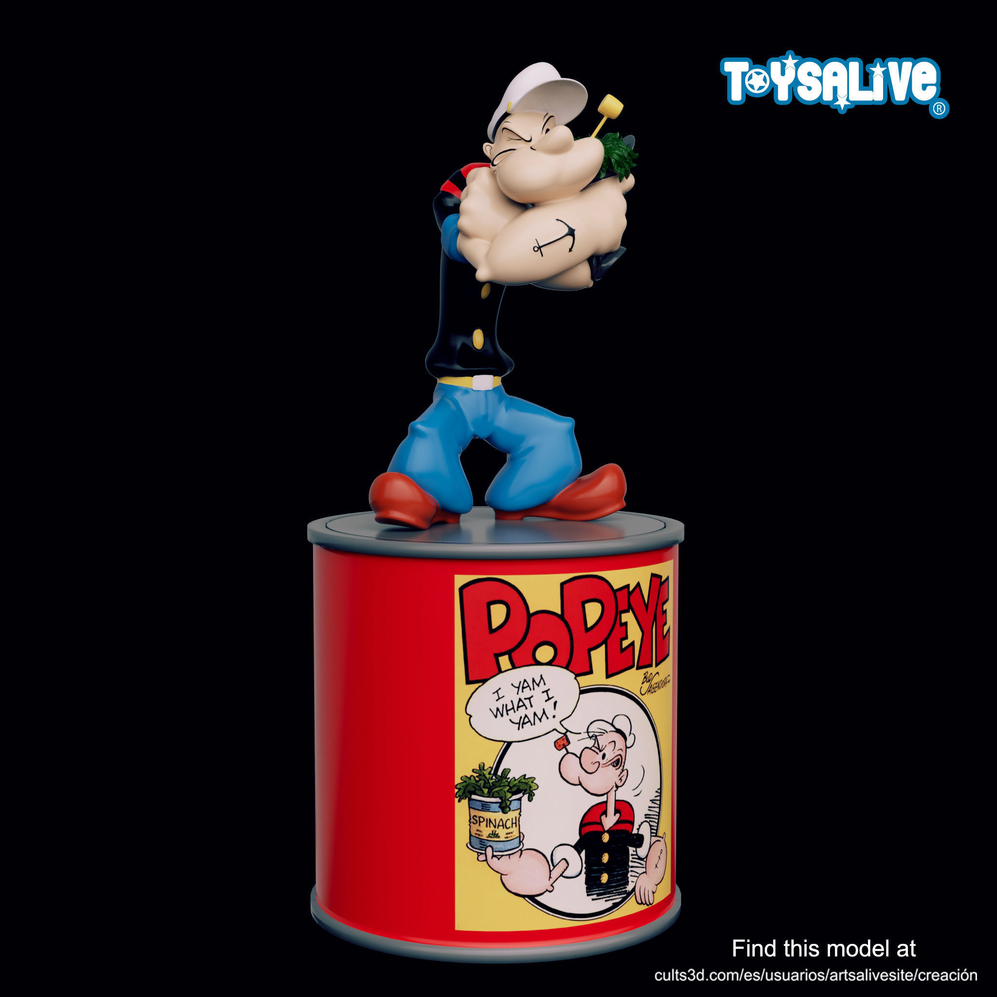 POPEYE 3D MODEL FIGURE AND CAN 3D model | CGTrader