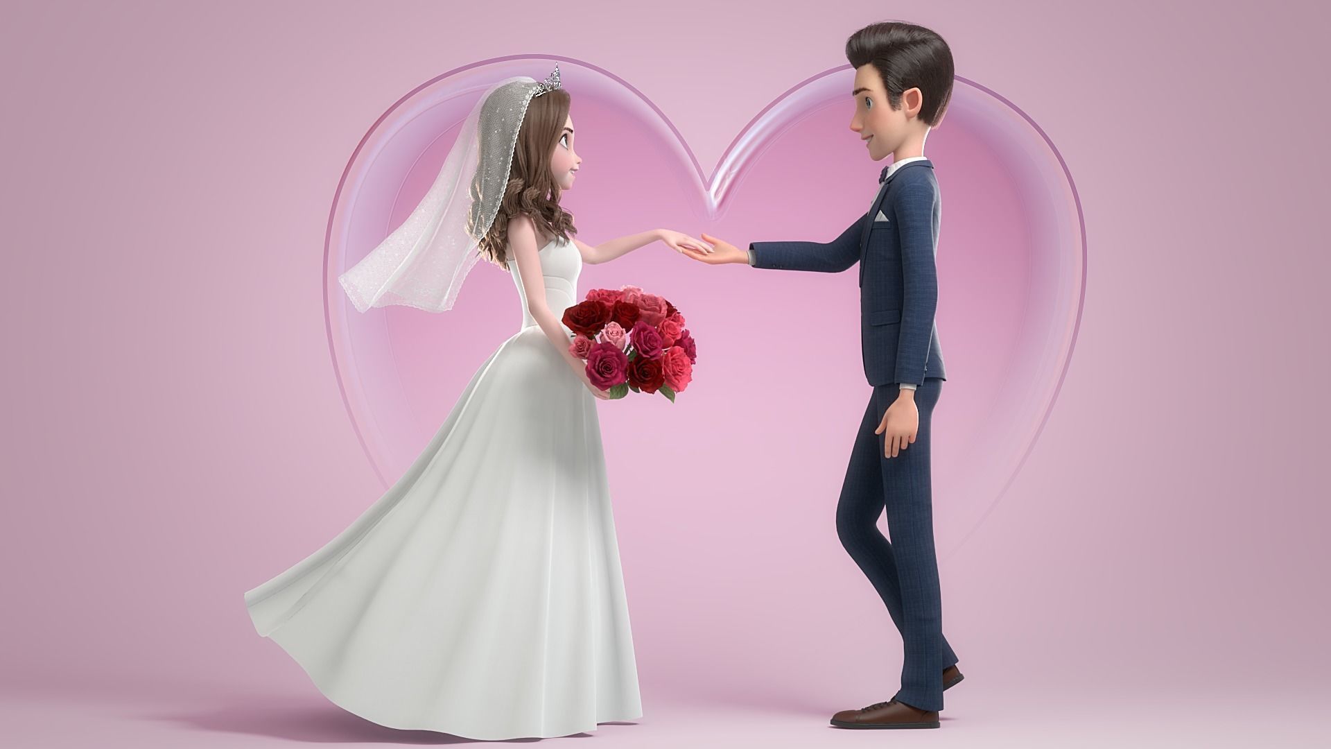 Cartoon Bride Groom Rigged 3D model rigged | CGTrader