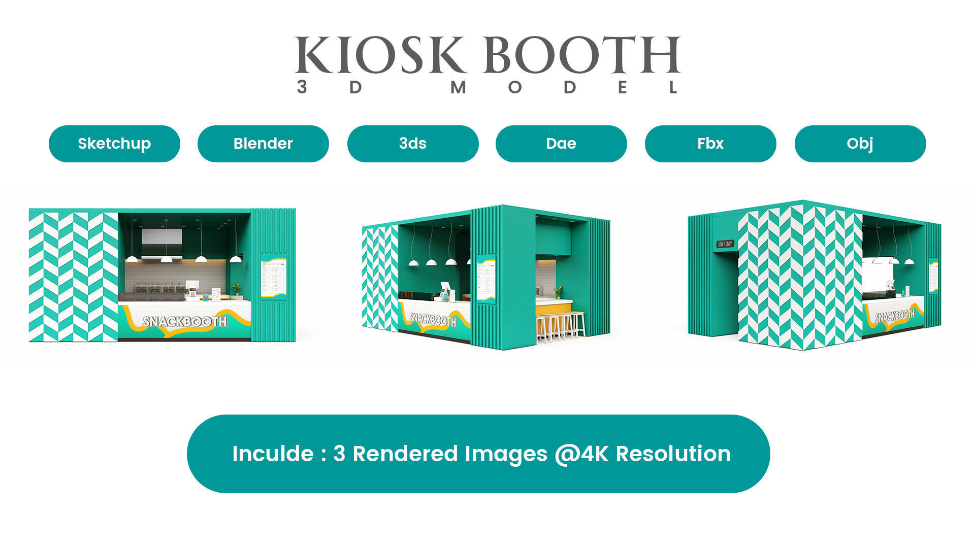Kiosk Booth Snack 3D model | CGTrader