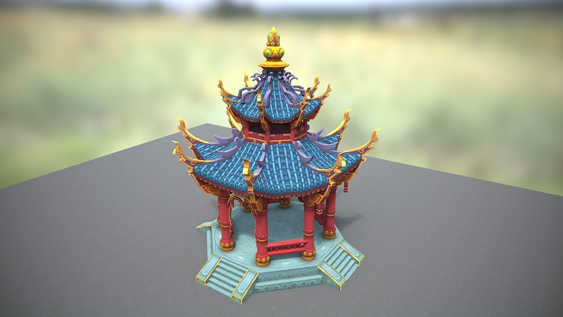 3D model Chinese Gazebo Octagonal Pavilion VR / AR / low-poly | CGTrader