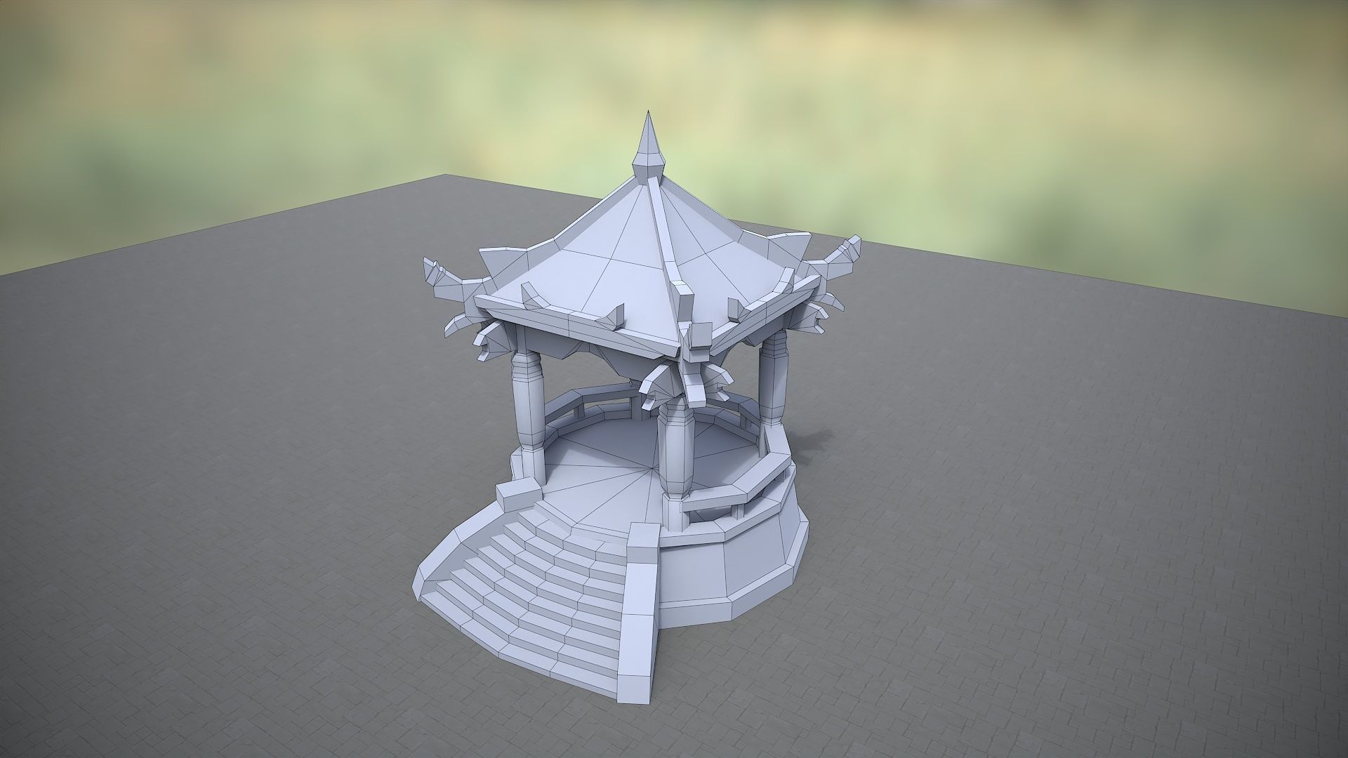 3D model Chinese Gazebo Octagonal Pavilion VR / AR / low-poly | CGTrader