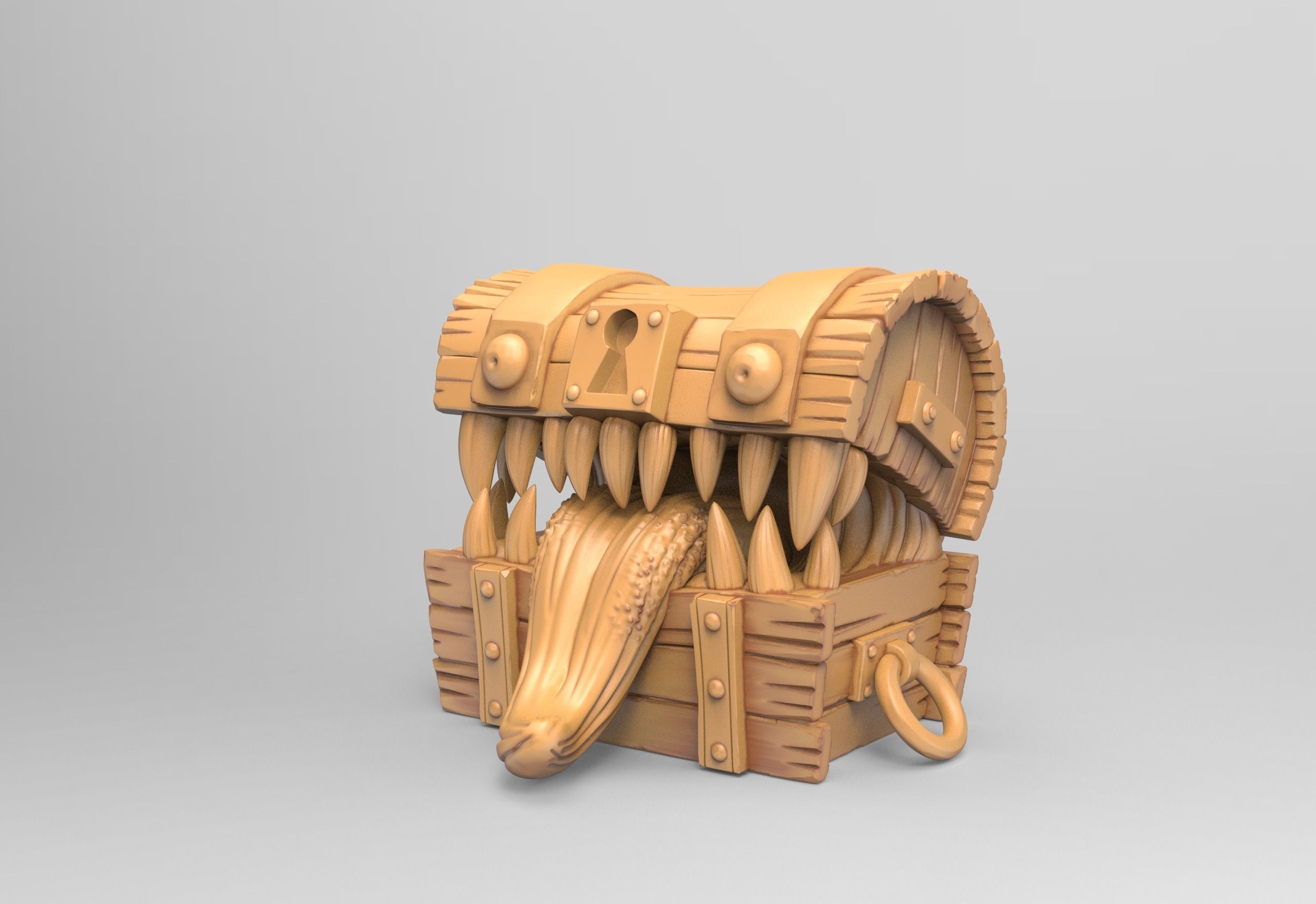 Mimic wooden chest 3D model 3D printable | CGTrader