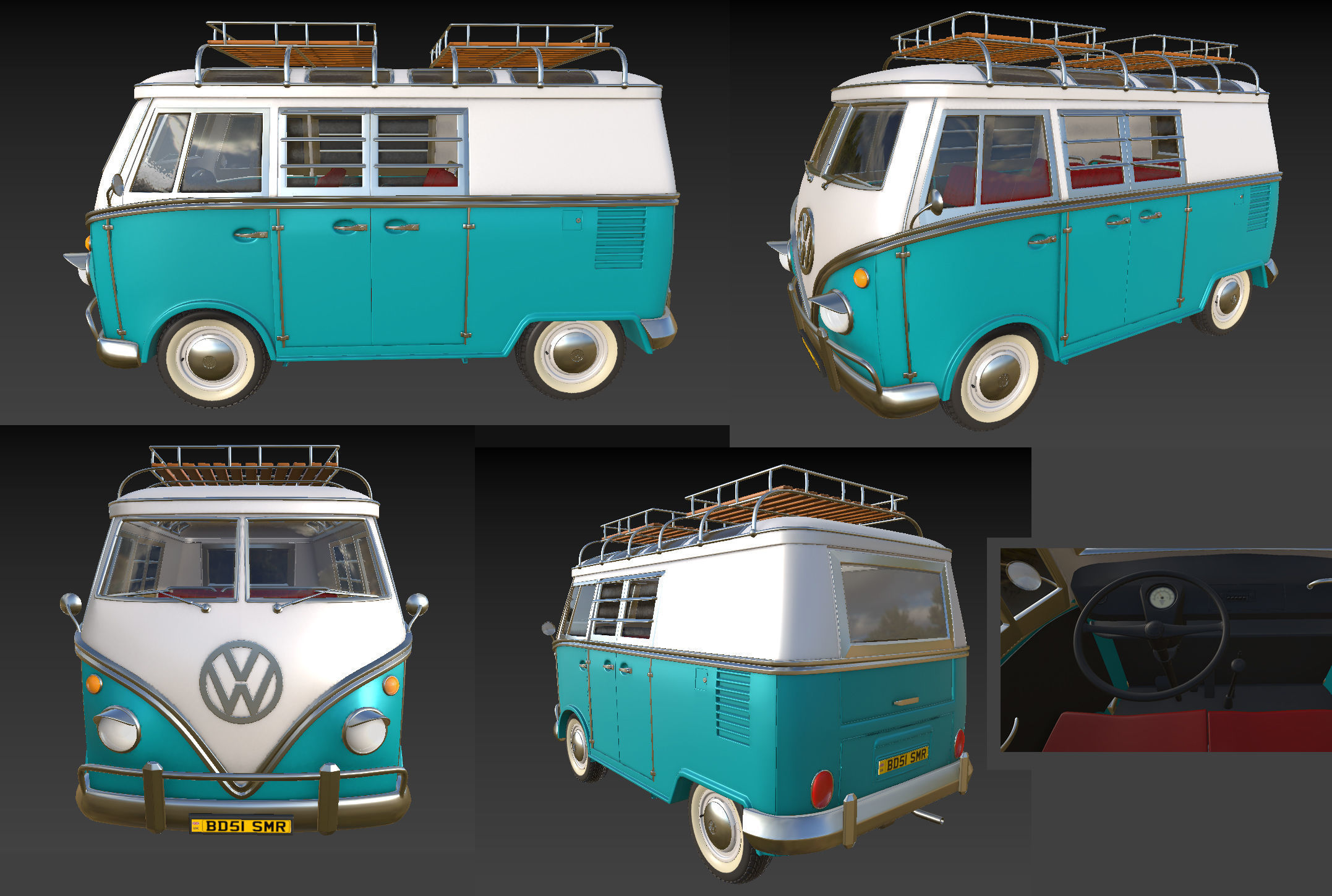 VW Camping Bus Cartoon 3D model | CGTrader