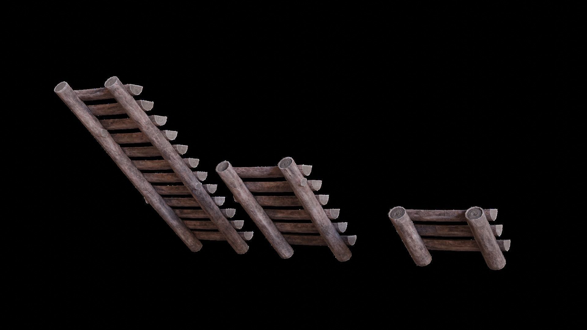 Simple Log Stairs - 3 Sizes free VR / AR / low-poly 3D model | CGTrader