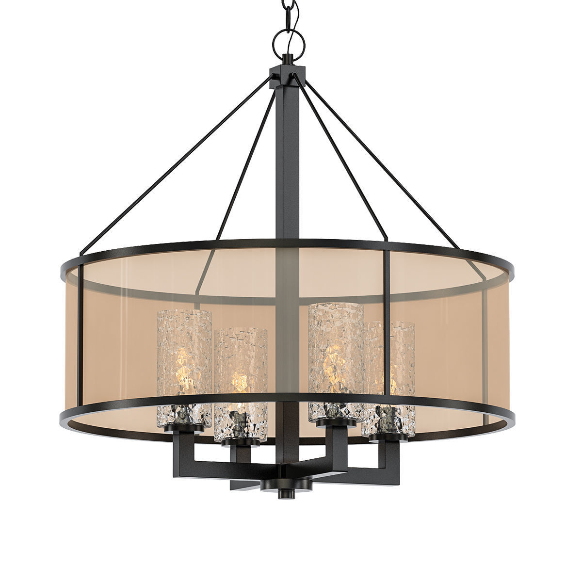 Sutter 4 chandelier with four lights and shade 3D model | CGTrader