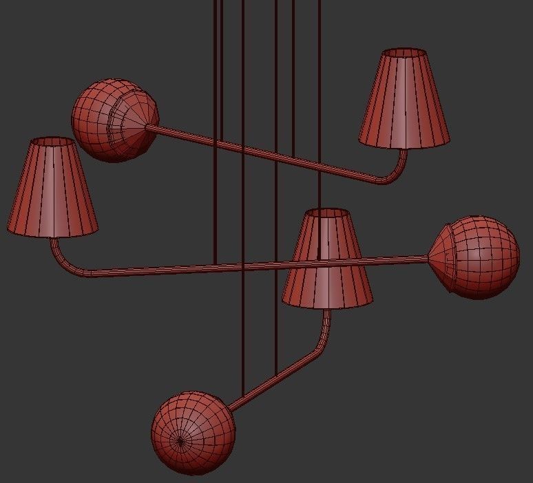 MONIKA modern brass chandelier with four glass shades 3D model | CGTrader