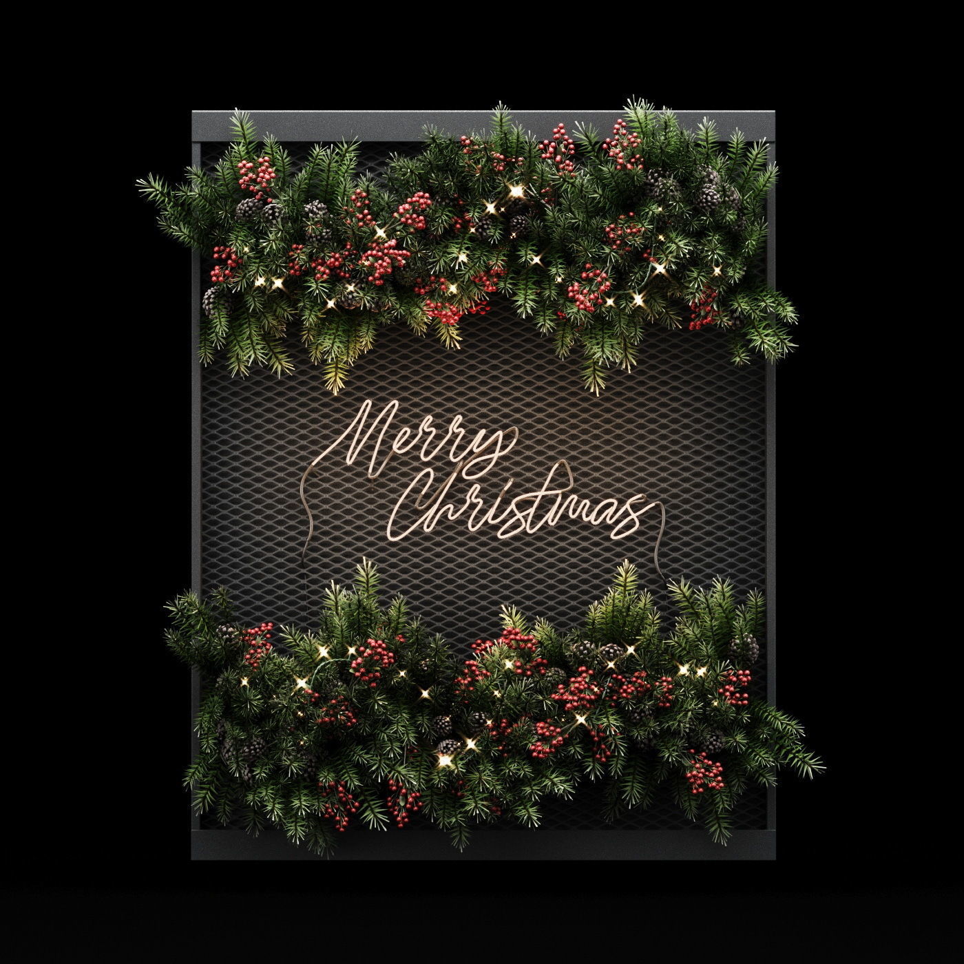 Composition Christmas Garland 3D model rigged | CGTrader