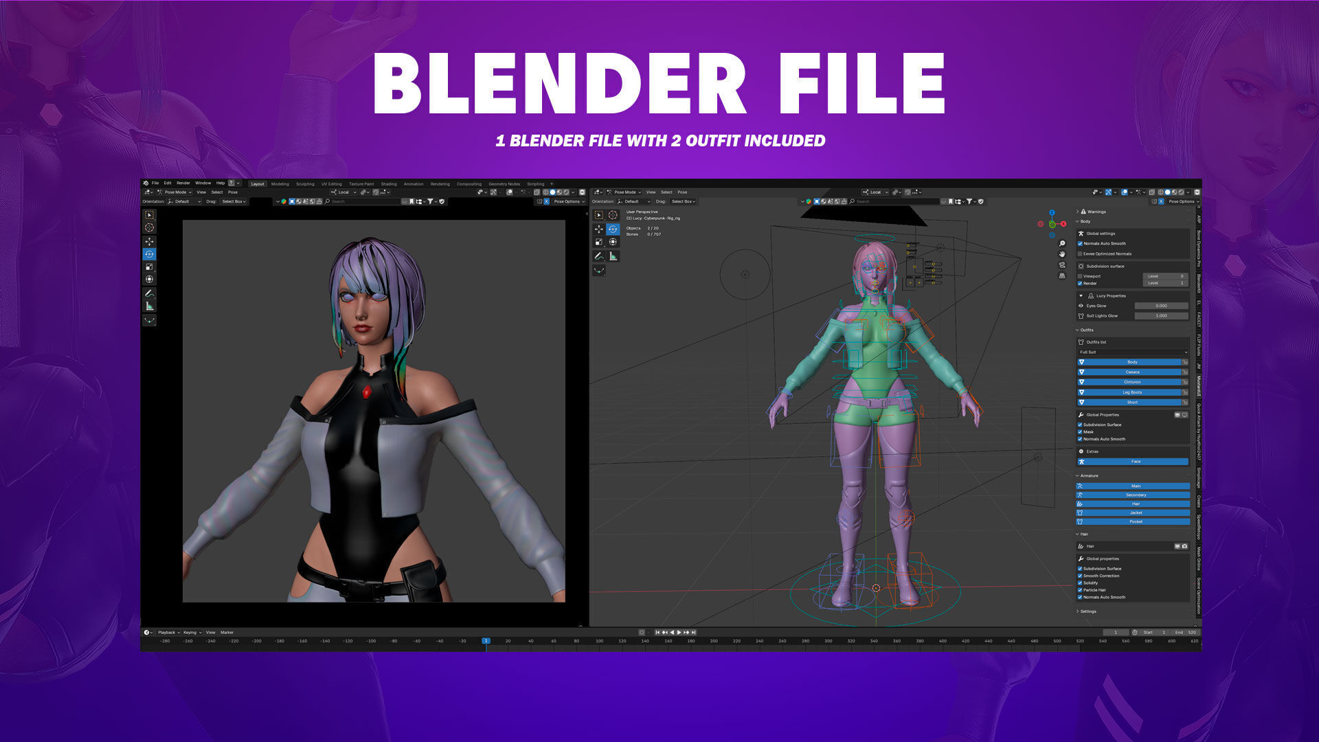 3D model Lucy Cyberpunk Edgerunner - Game Ready 3D model - UE5 VR / AR / low-poly rigged | CGTrader