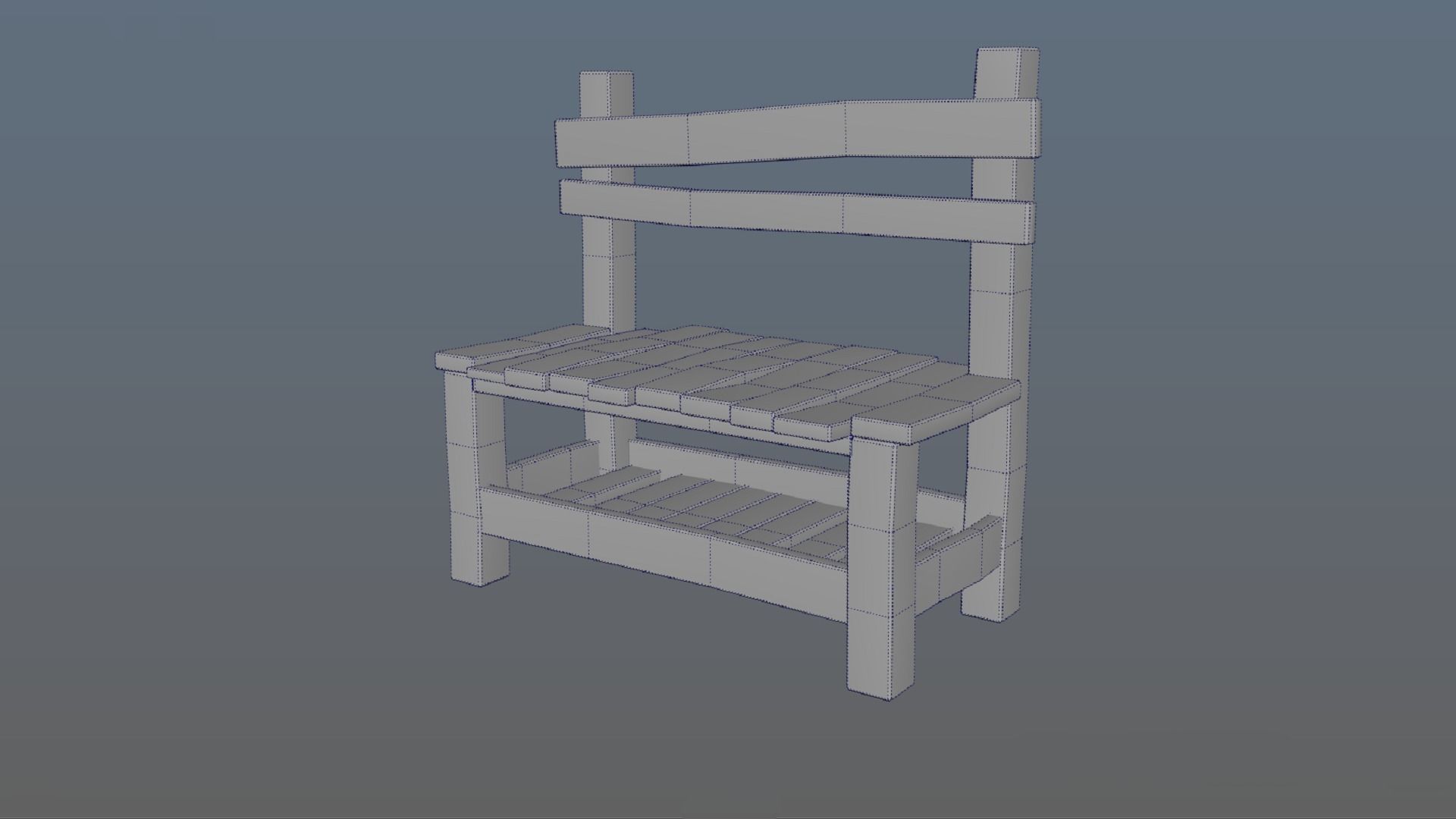 3D model Stylized bench bench 3 types PBR low-poly game ready VR / AR ...
