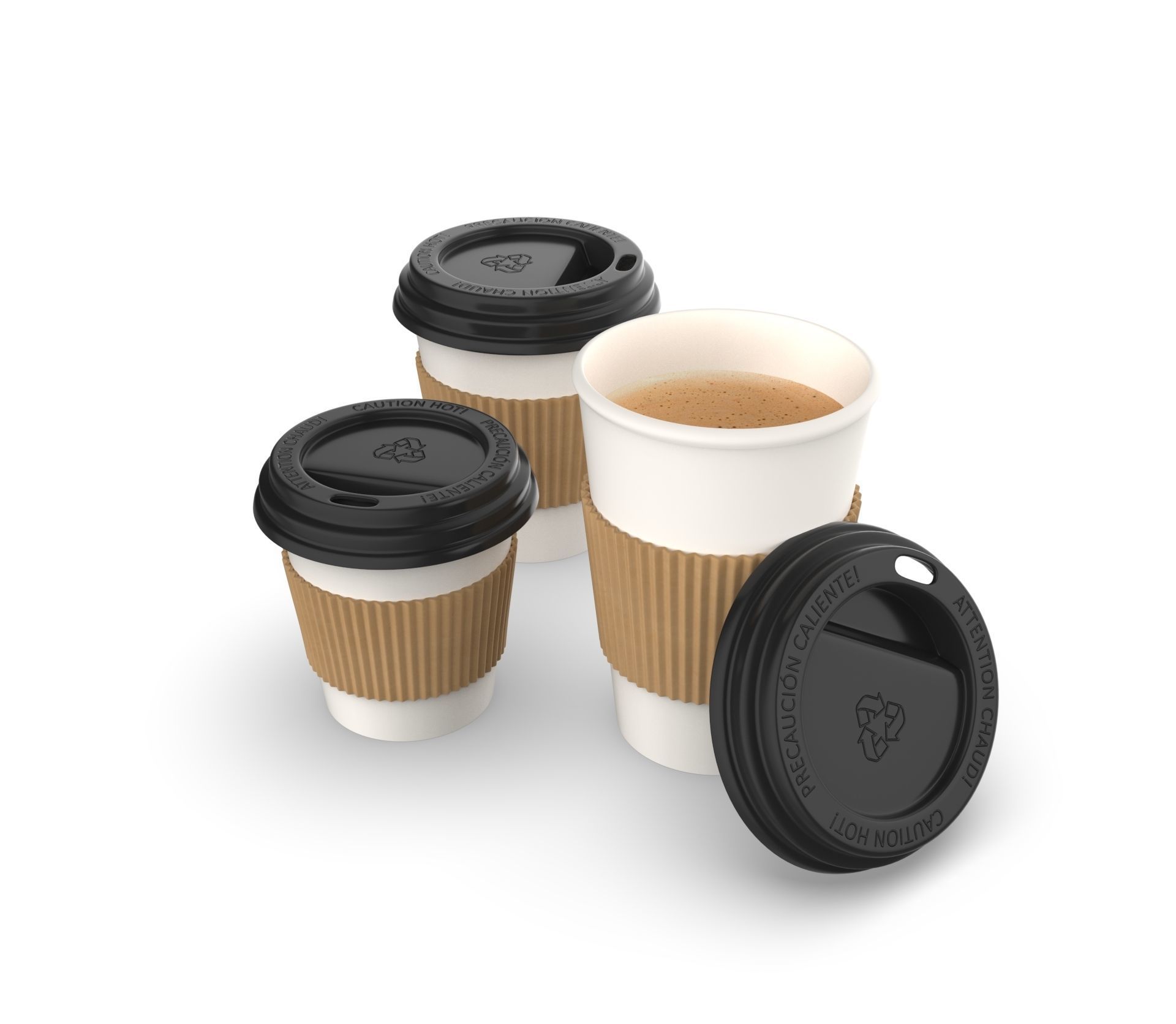 Takeout coffee cups with liquid 3D model | CGTrader