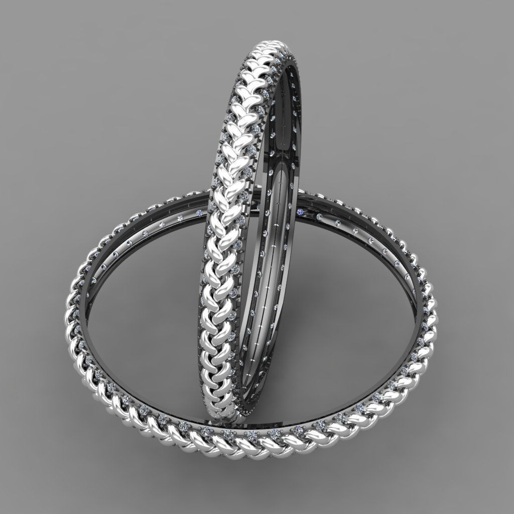 Diamond gold bangles jewelry for woman 3D model 3D printable | CGTrader