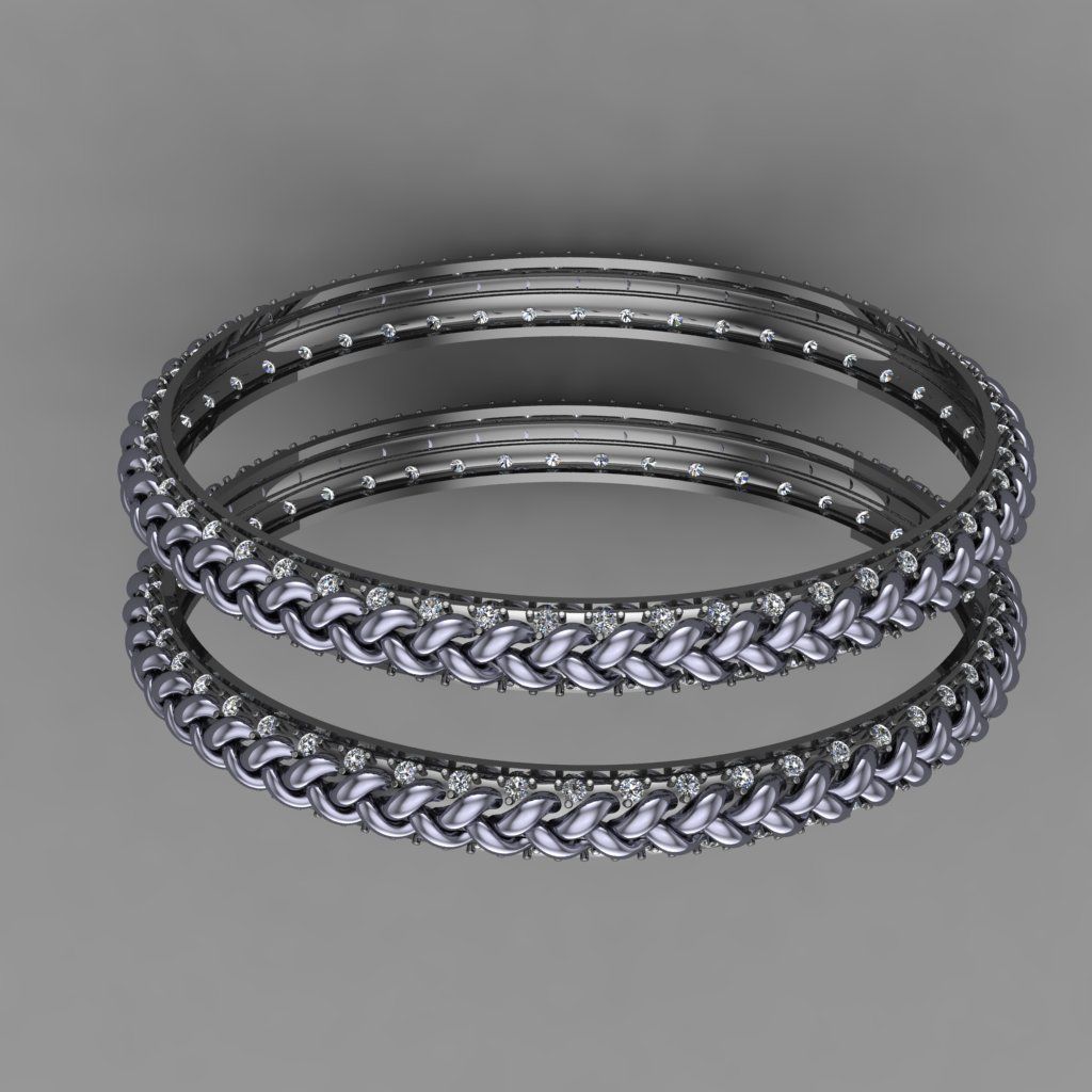 Diamond gold bangles jewelry for woman 3D model 3D printable | CGTrader